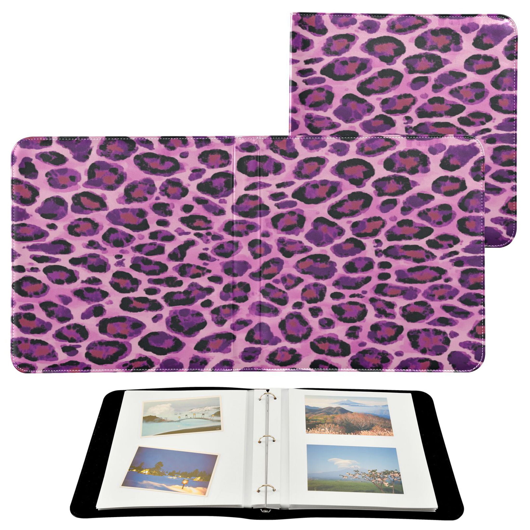 WOBOGO Purple Leopard Print Photo Albums 20 Pages Large Capacity DIY ...