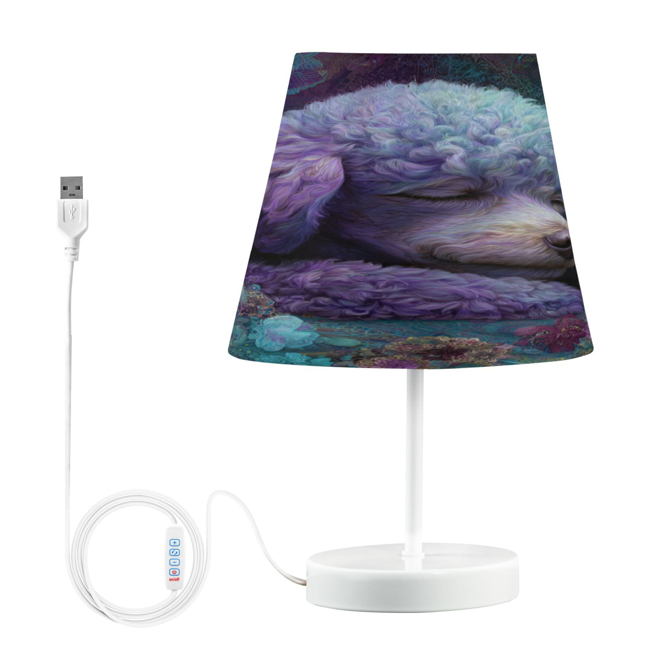WOBOGO Purple Poodle Table Lamps Bedroom 3-Speed Dimmable Farm Style ...