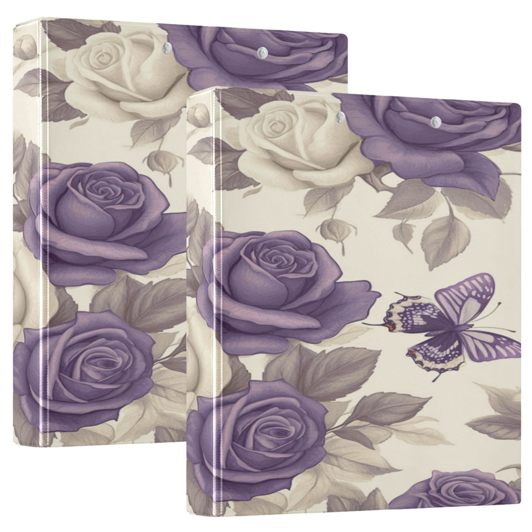 WOBOGO Purple White Flowers Pattern File Folders Extra Large Capacity ...