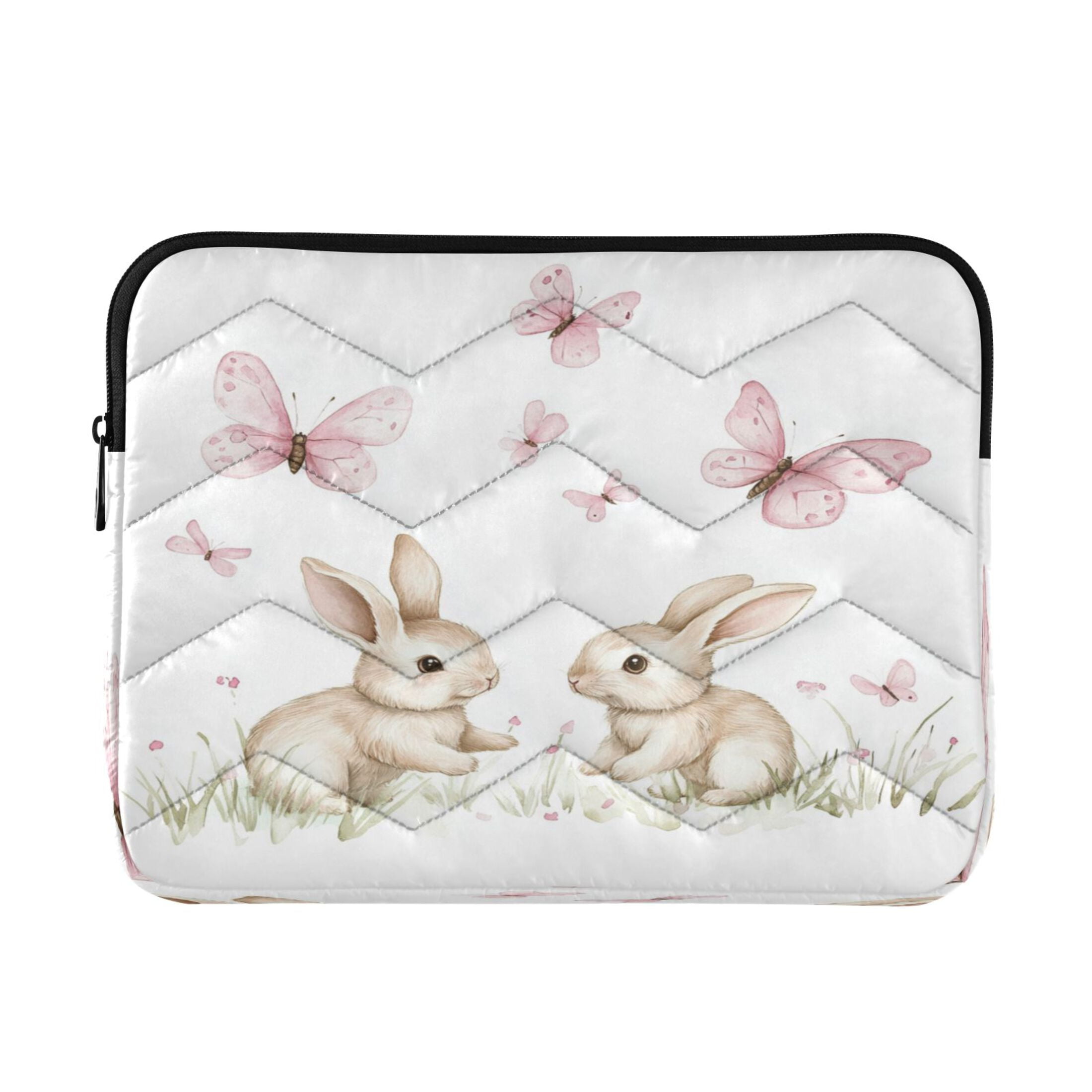 WOBOGO Rabbits Playing with Pink Butterflies Laptop Sleeve 15.7 inch ...