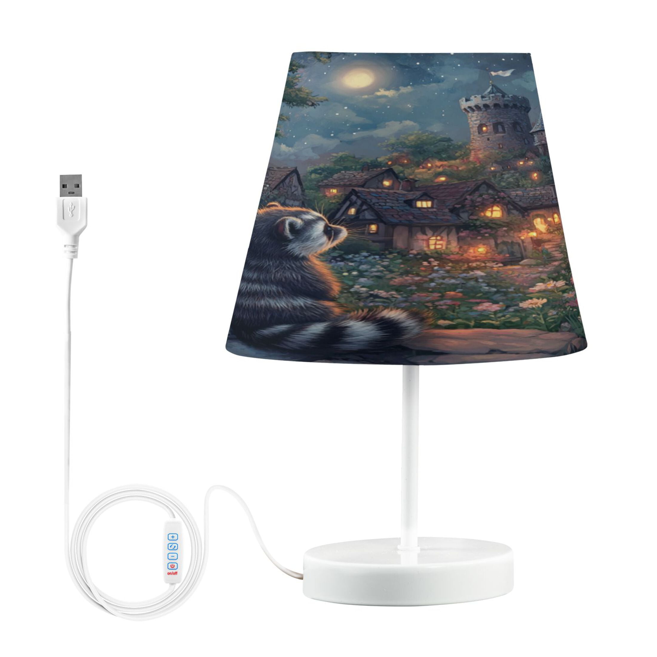 WOBOGO Raccoon Trip Table Lamps Bedroom 3-Speed Dimmable Farm Style ...