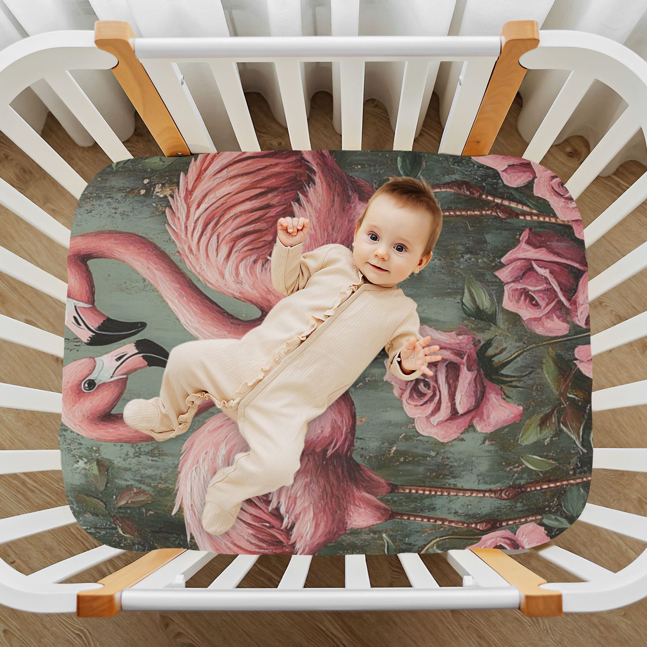 WOBOGO Ragged Pink Flamingo Baby Crib Sheets Super Soft Microfiber ...