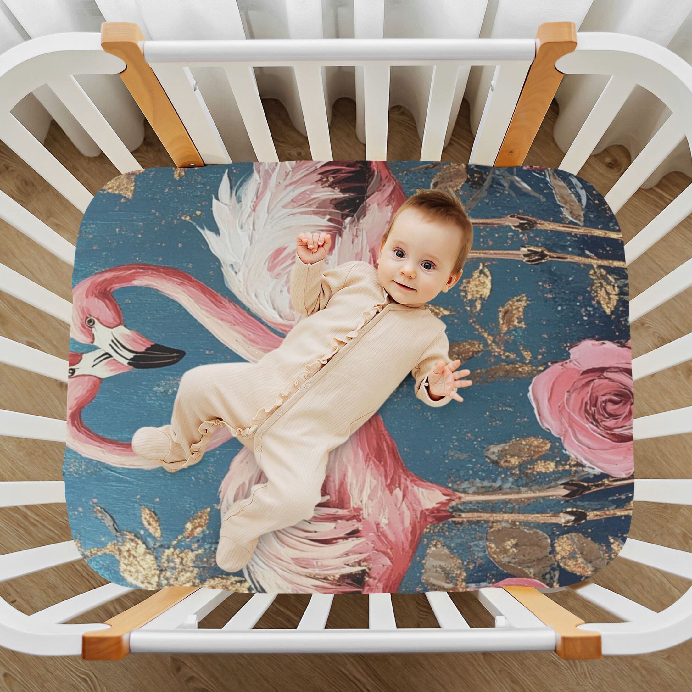 WOBOGO Raggedy Pink Flamingos Baby Crib Sheets Super Soft Microfiber ...