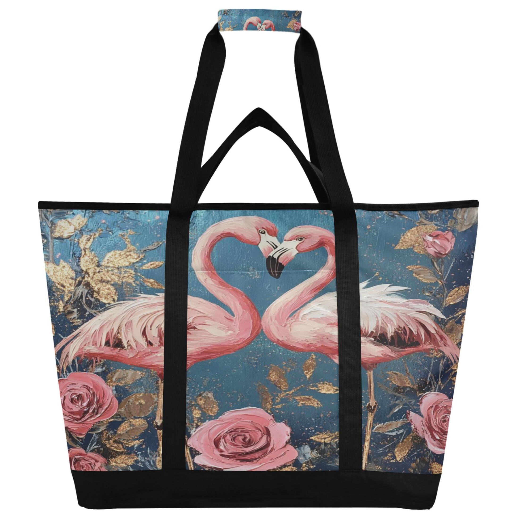 WOBOGO Raggedy Pink Flamingos Tote Cooler Bag Fold Flat Insulated ...