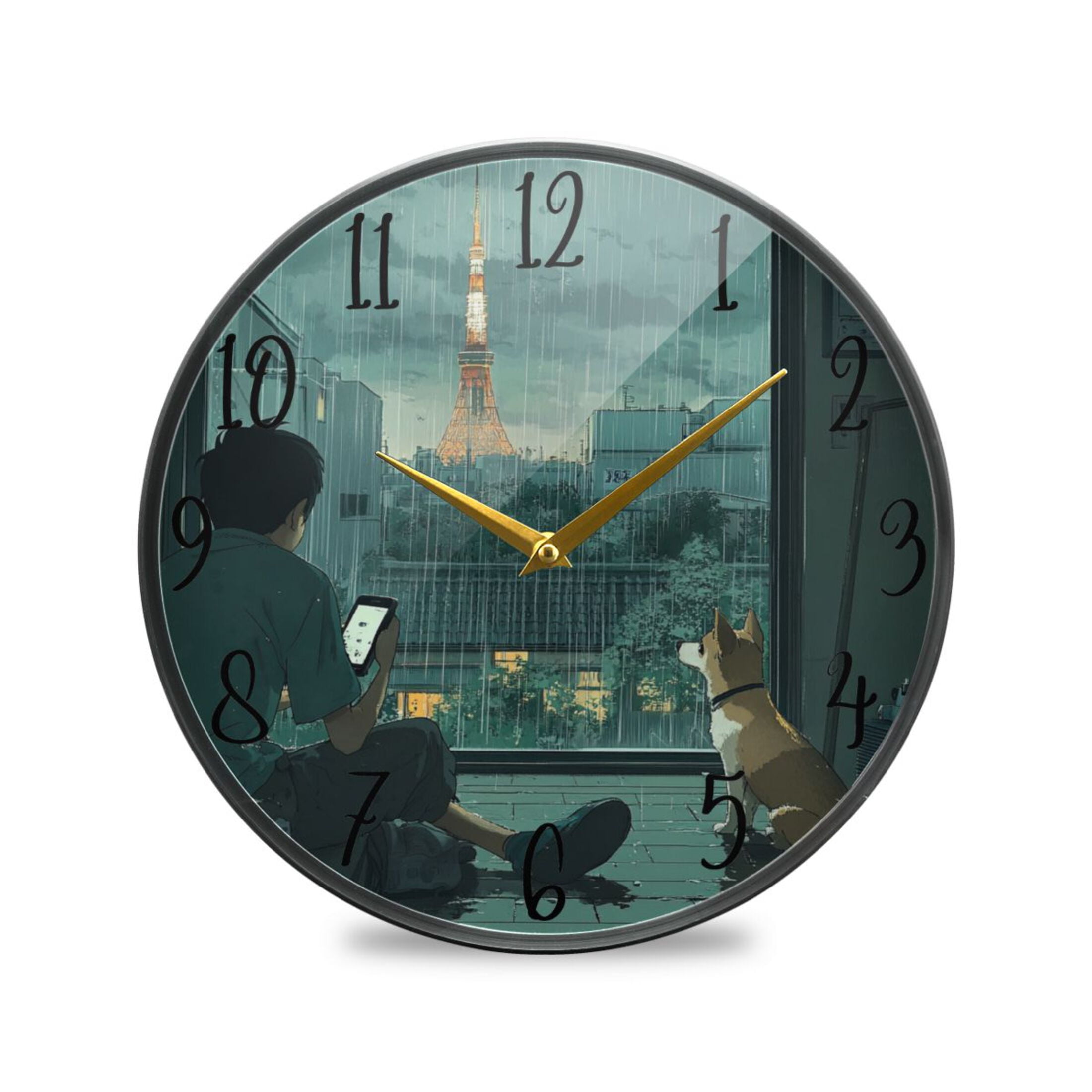 WOBOGO Rainy Scene Outside The Window Acrylic Wall Clock Battery ...