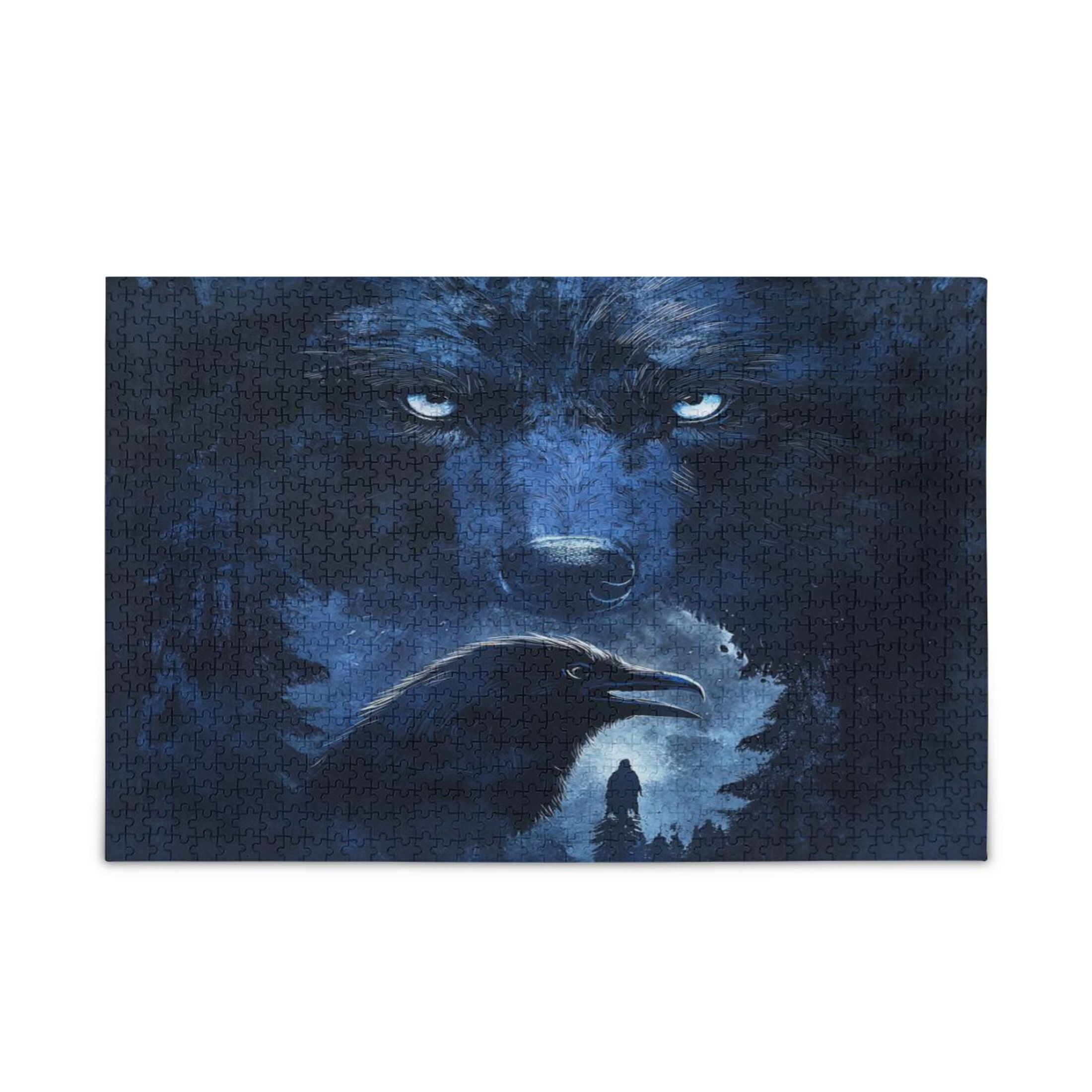 WOBOGO Raven Wolf in The Moonlight Puzzle Challenge 1000 Piece Jigsaw ...
