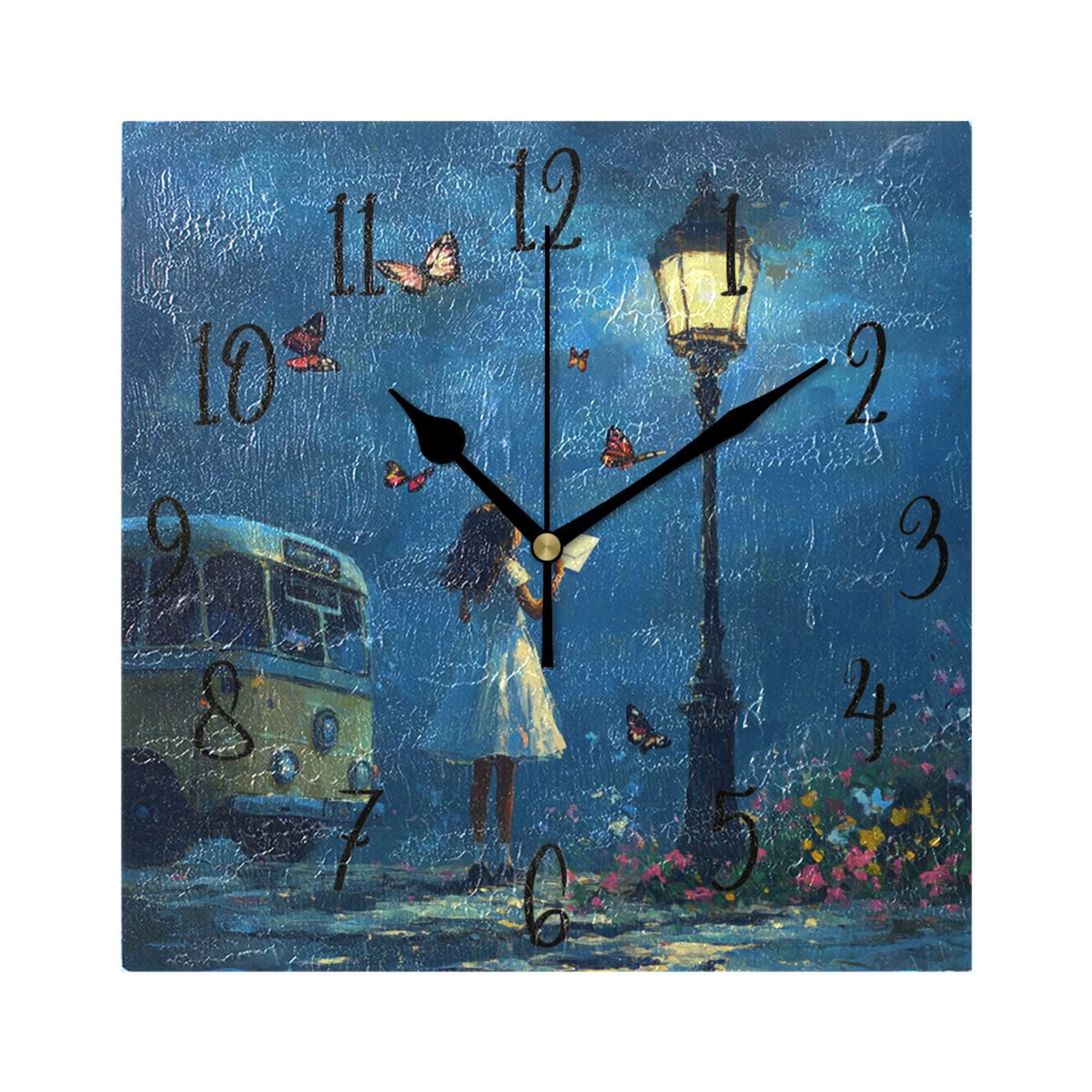 WOBOGO Reading under The Streetlight Wall Clock 7.78 Inch Battery ...