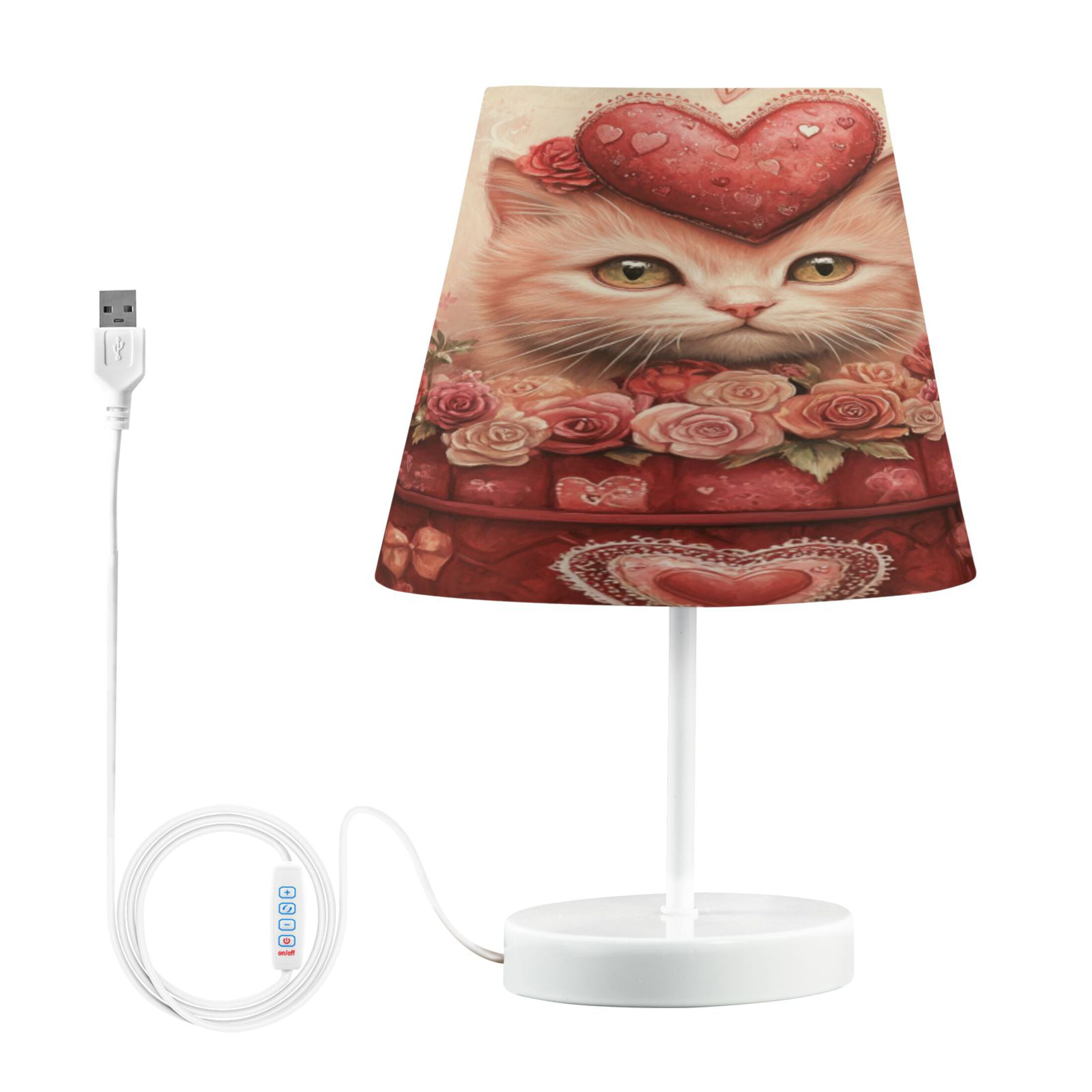 WOBOGO Red Basket Cat Table Lamps Bedroom 3-Speed Dimmable Farm Style ...