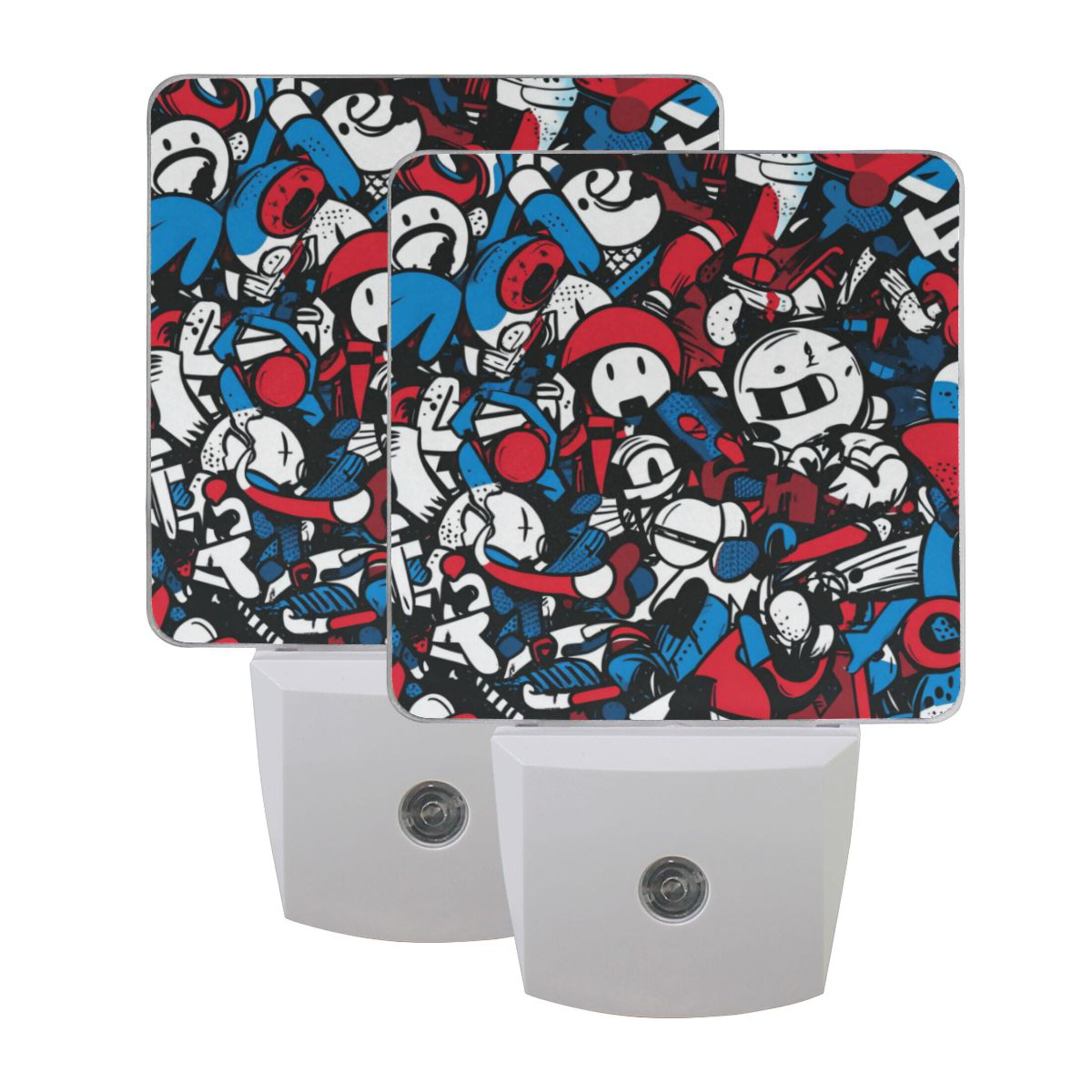 WOBOGO Red Blue Graffiti Pattern LED Night Light 2 Pcs Set 0.5 Watt ...