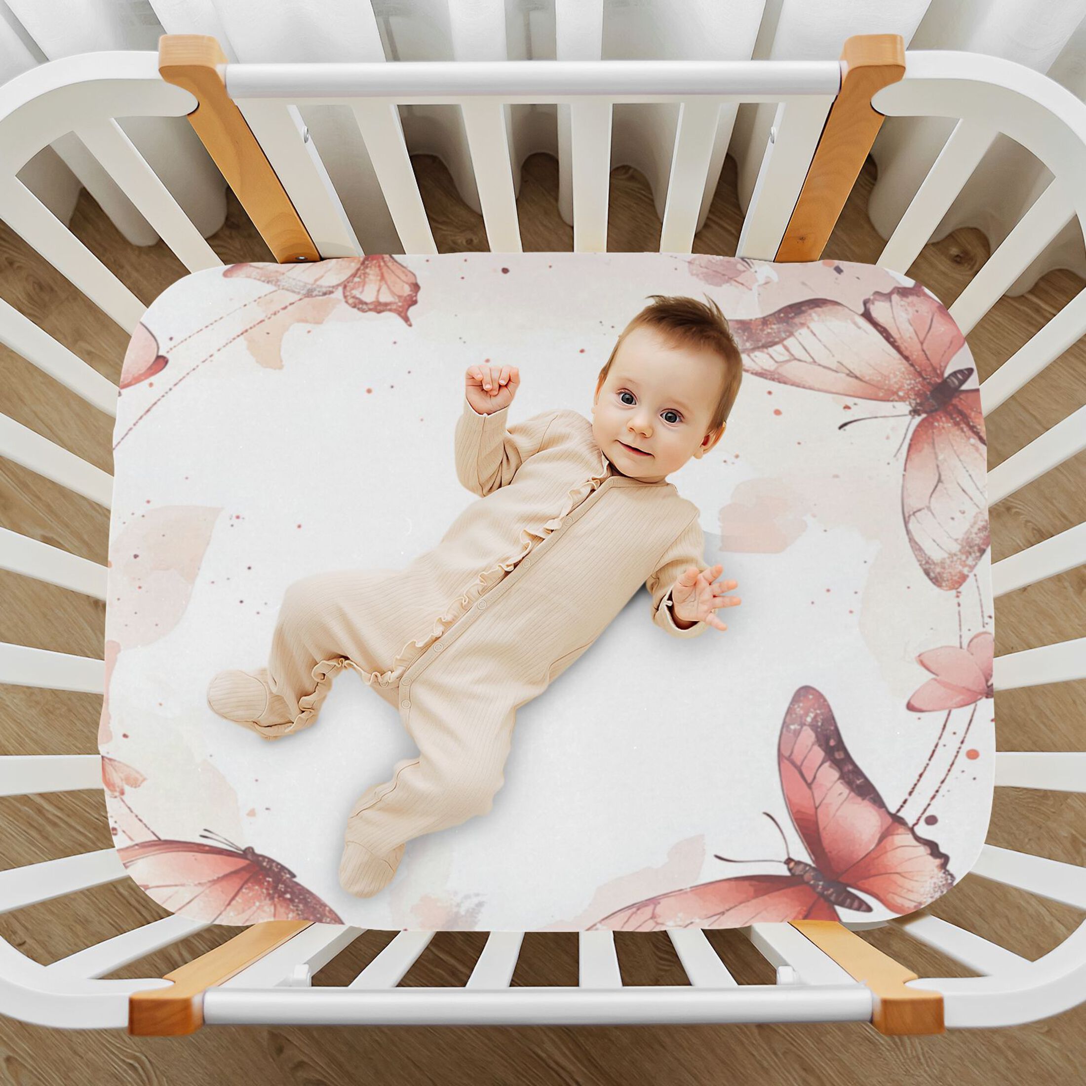 WOBOGO Red Butterfly Baby Crib Sheets Super Soft Microfiber Playard ...