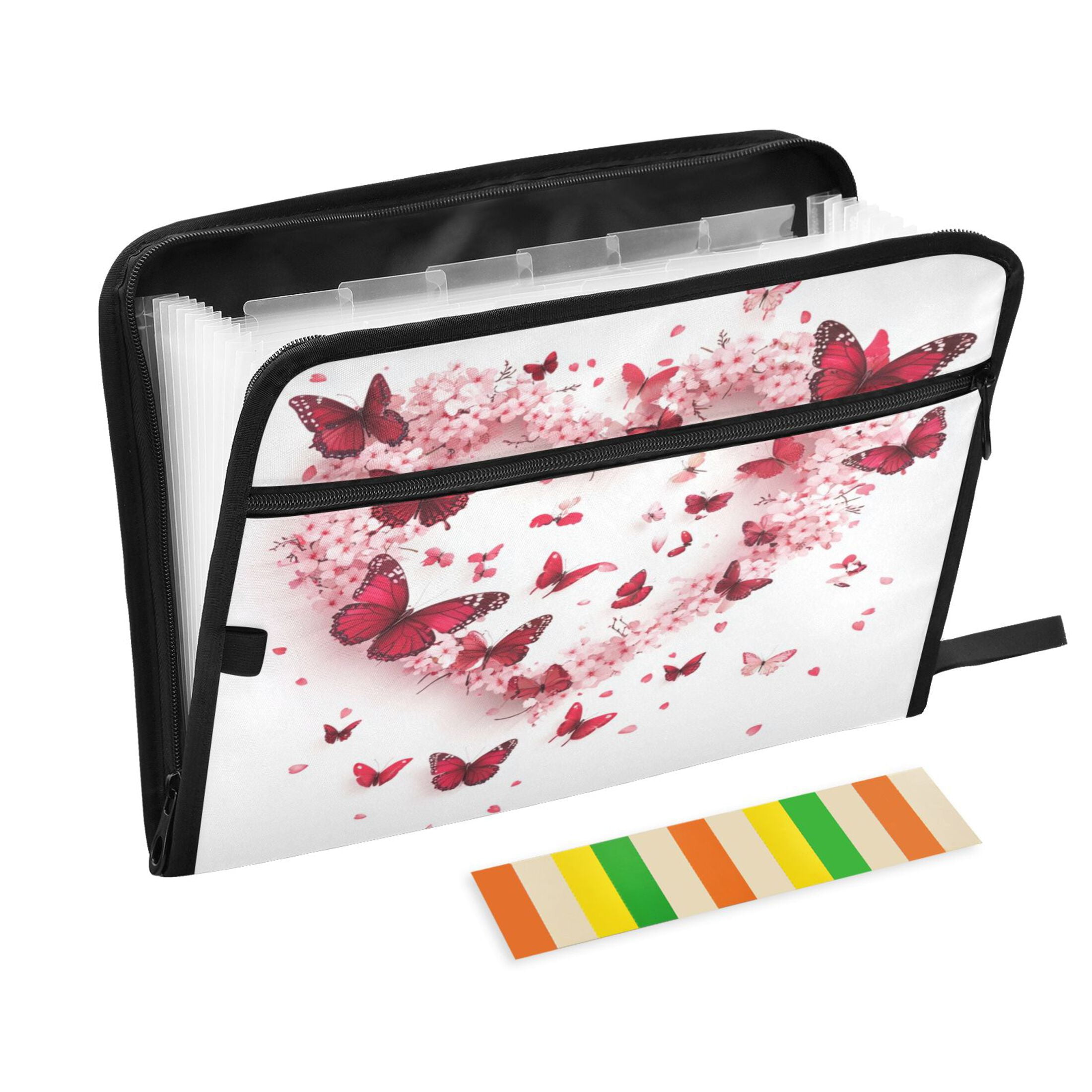 WOBOGO Red Butterfly Pink Floral Expanding File Folder Letter Size ...