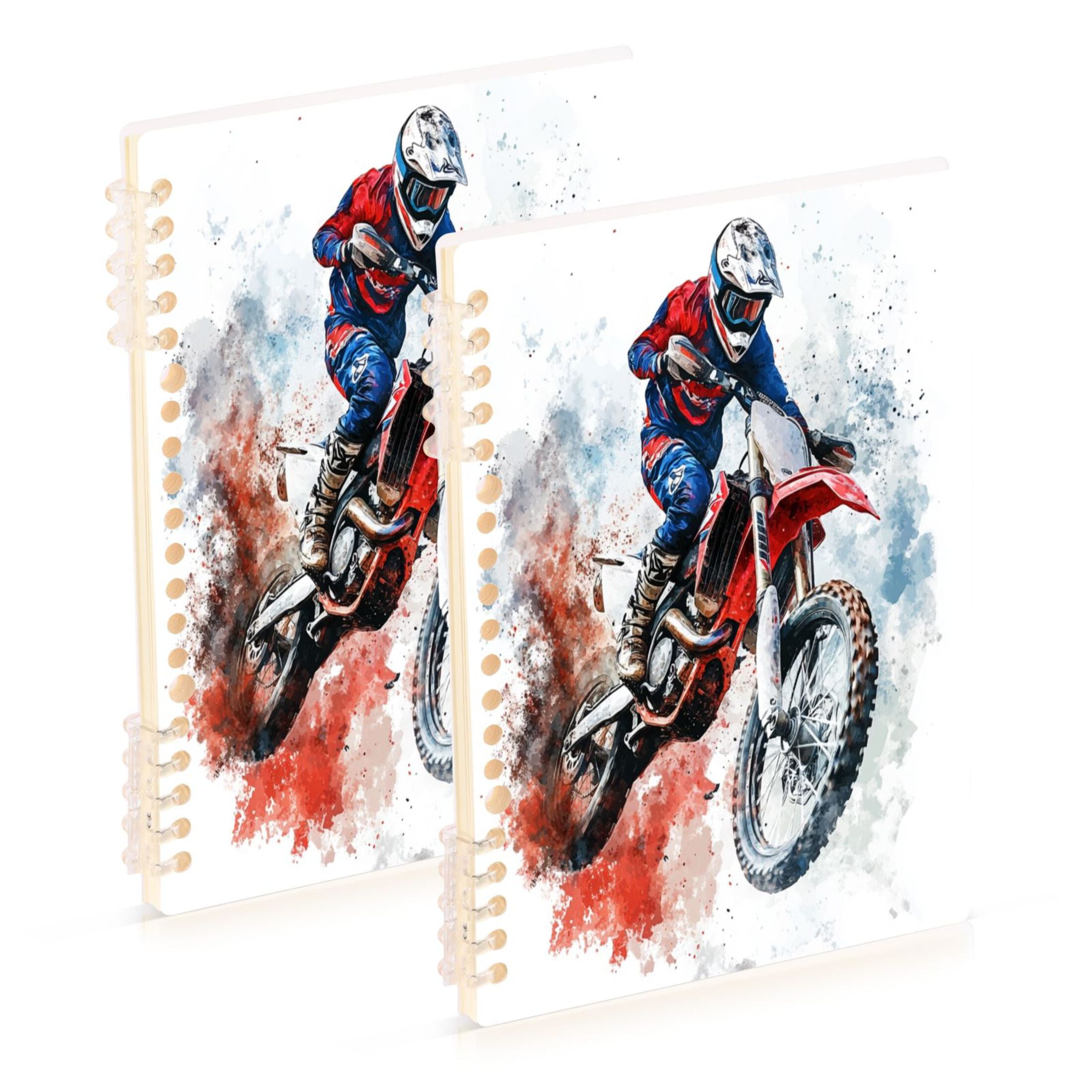 WOBOGO Red Enduro Motorcycle Notebook College Horizontal Grid Paper Ink ...