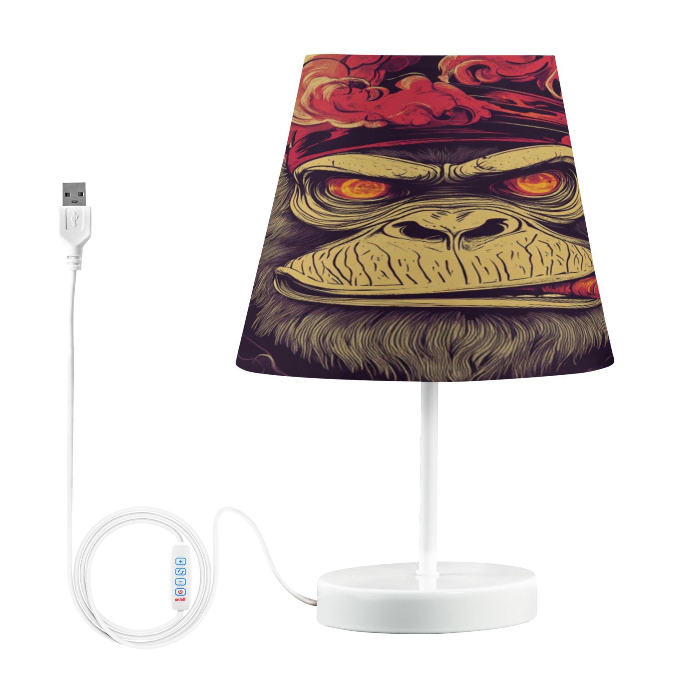 WOBOGO Red Eyes Orangutan Pattern Table Lamps Bedroom 3-Speed Dimmable ...