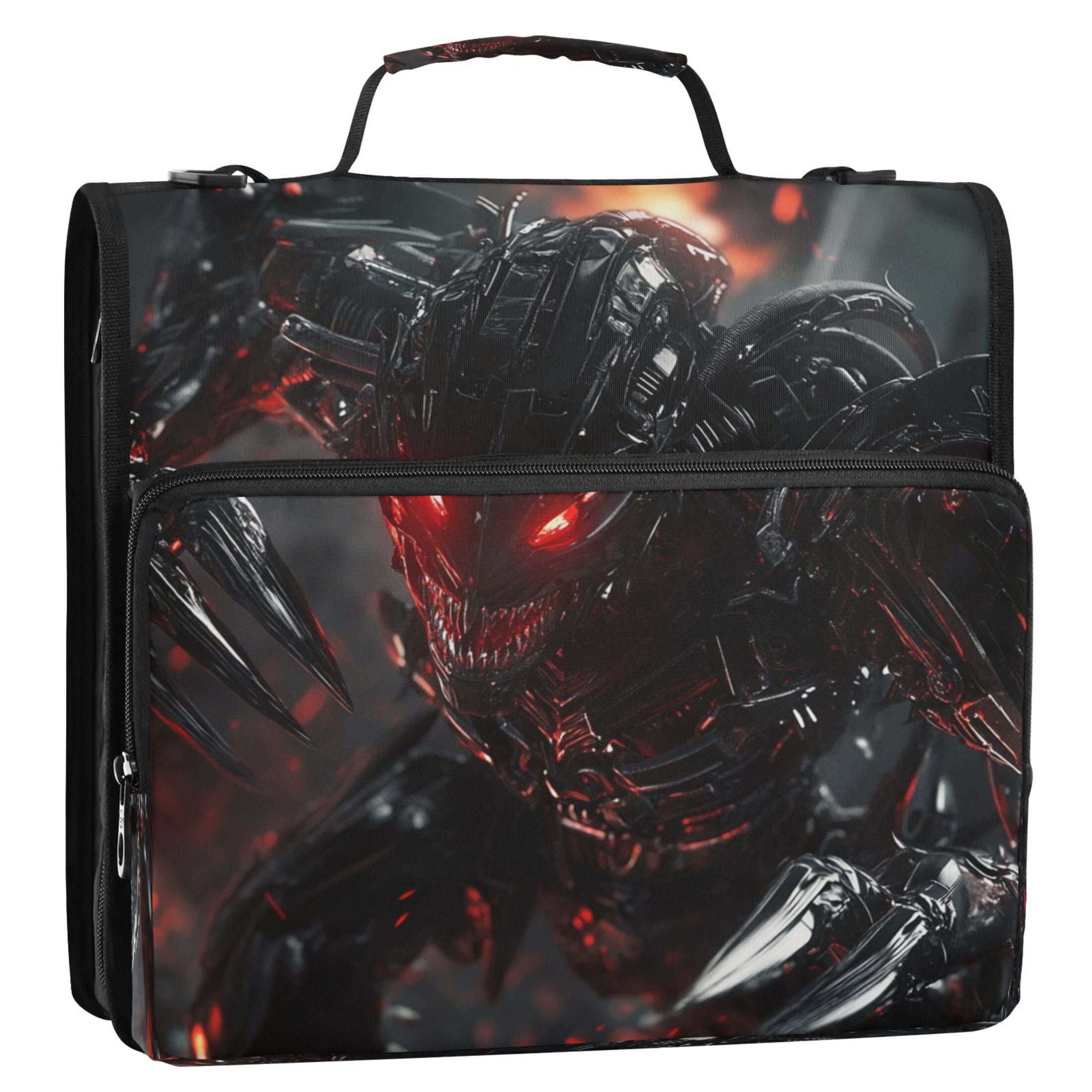 WOBOGO Red Eyes Robot Ring Binder Bag 1.5in Folder Organizer with ...