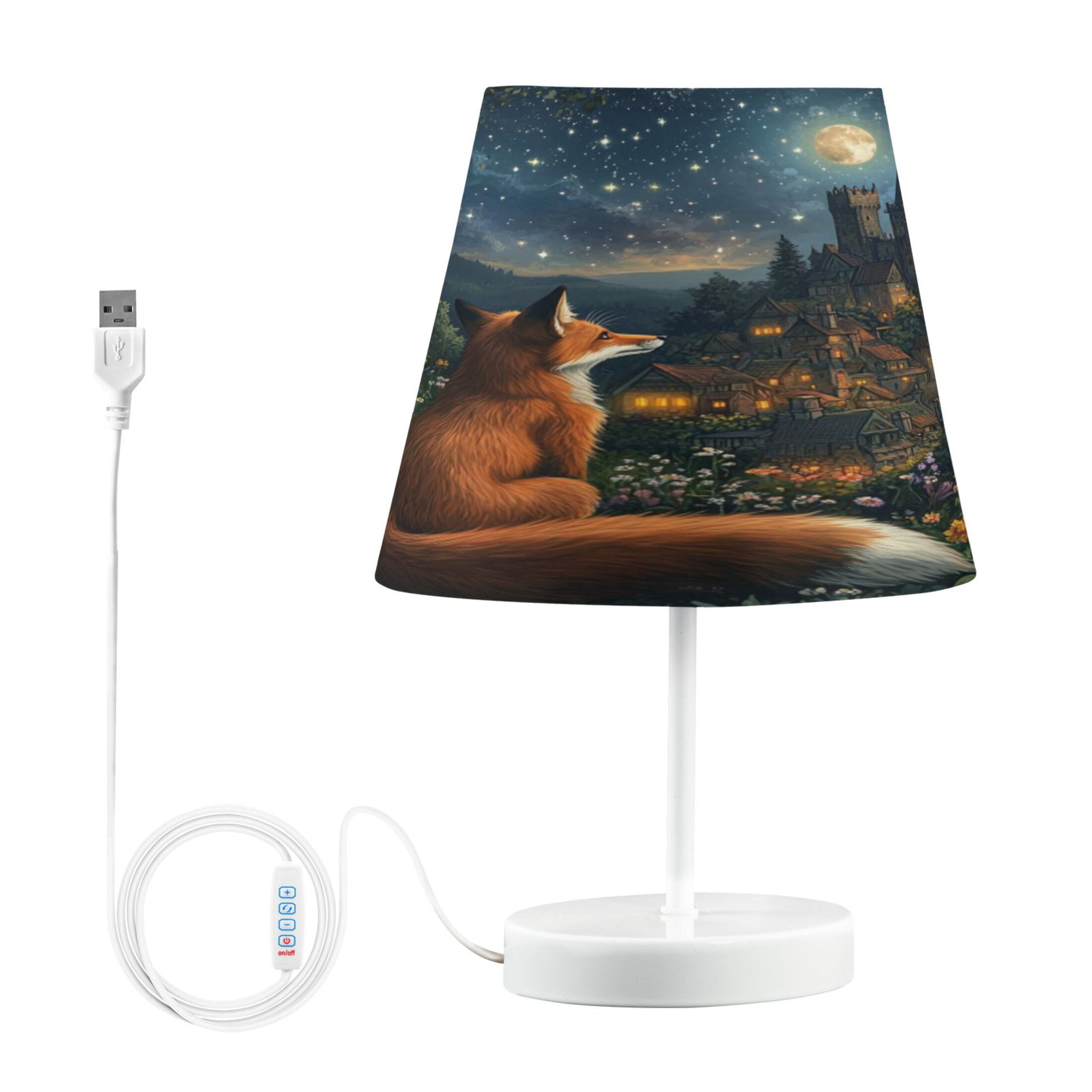 WOBOGO Red Fox Journey Table Lamps Bedroom 3-Speed Dimmable Farm Style ...
