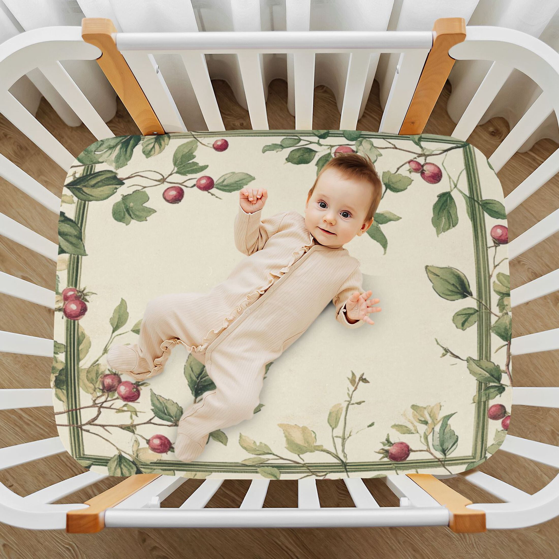 WOBOGO Red Fruit Pattern Baby Crib Sheets Super Soft Microfiber Playard ...