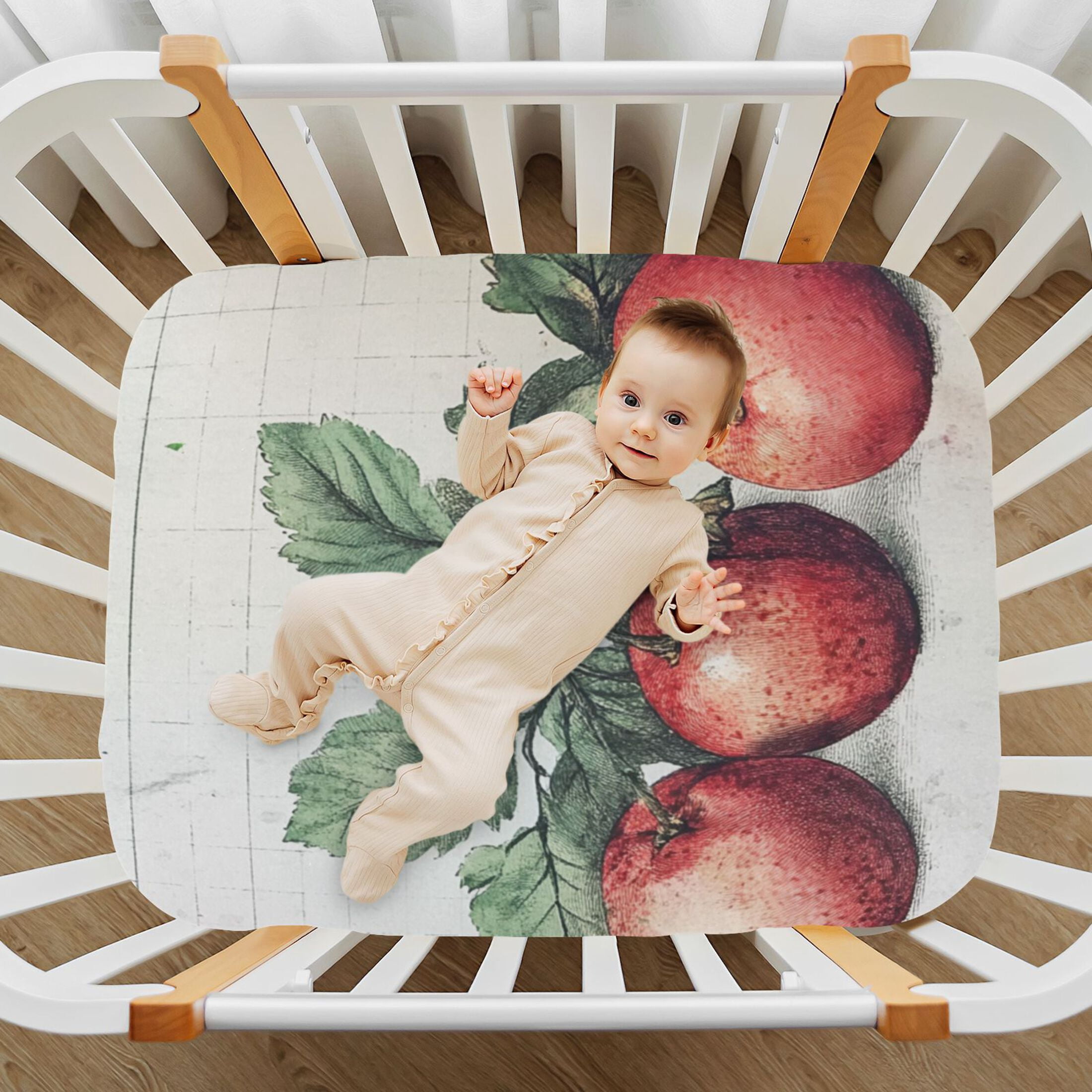 WOBOGO Red Fruit Picture Baby Crib Sheets Super Soft Microfiber Playard ...