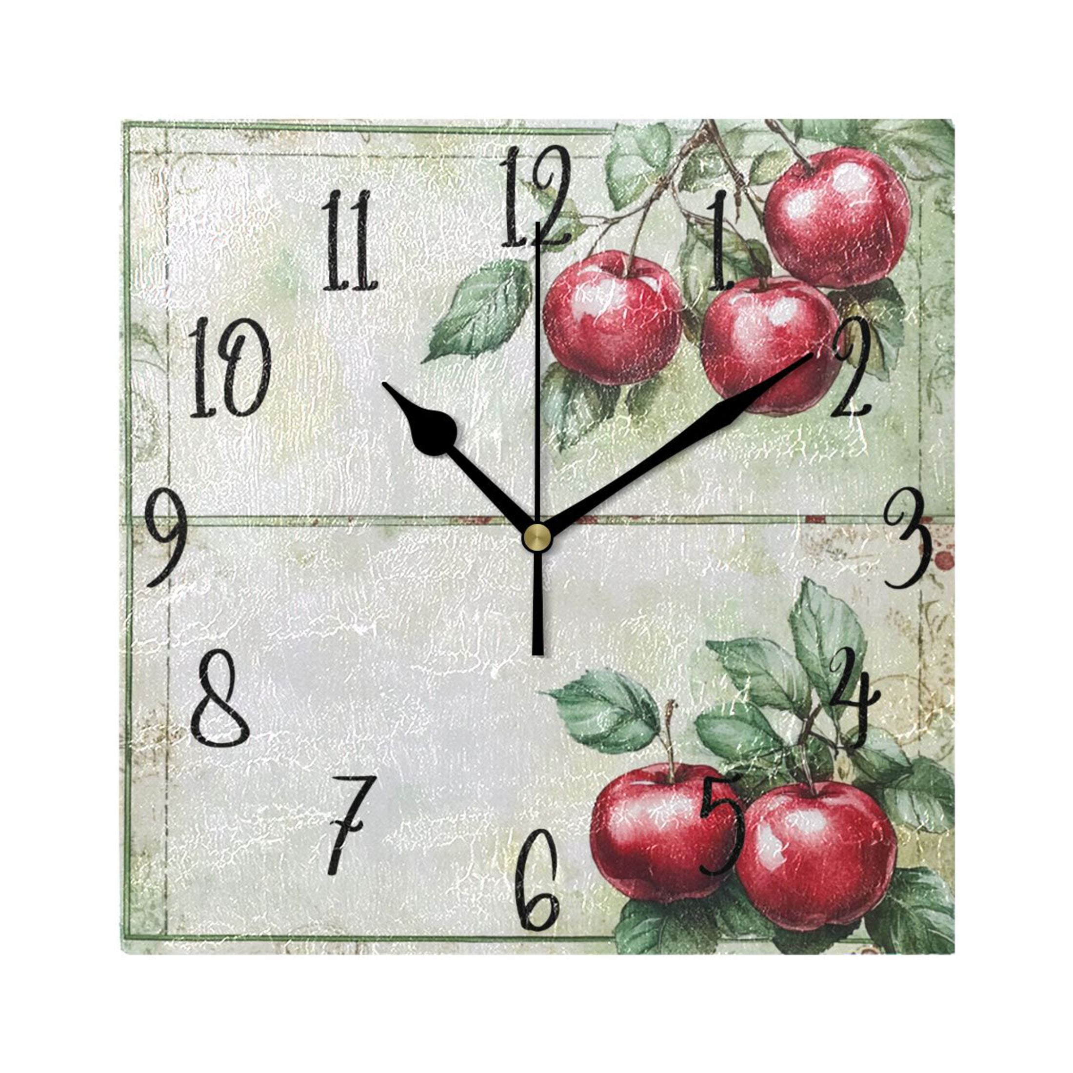 WOBOGO Red Fruit Wall Clock 7.78 Inch Battery Operated Silent Unit ...