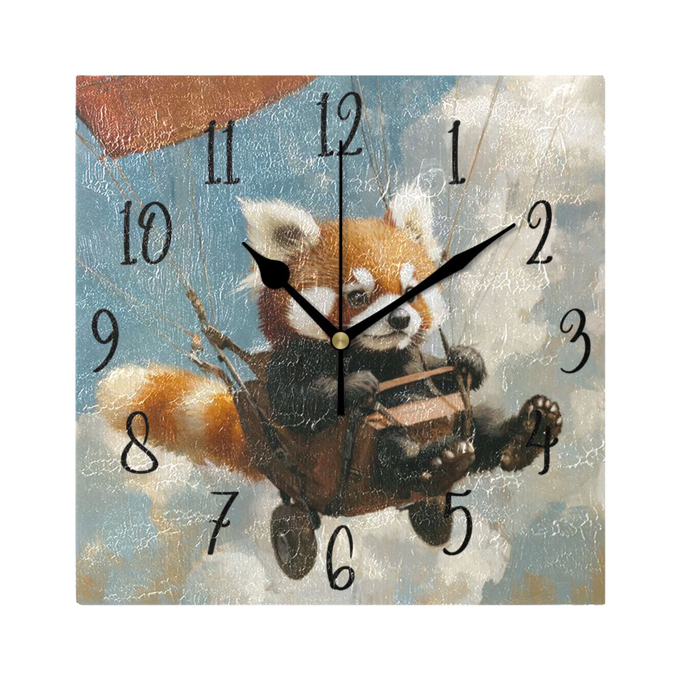 WOBOGO Red Pand Glider Pattern Wall Clock 7.78 Inch Battery Operated ...