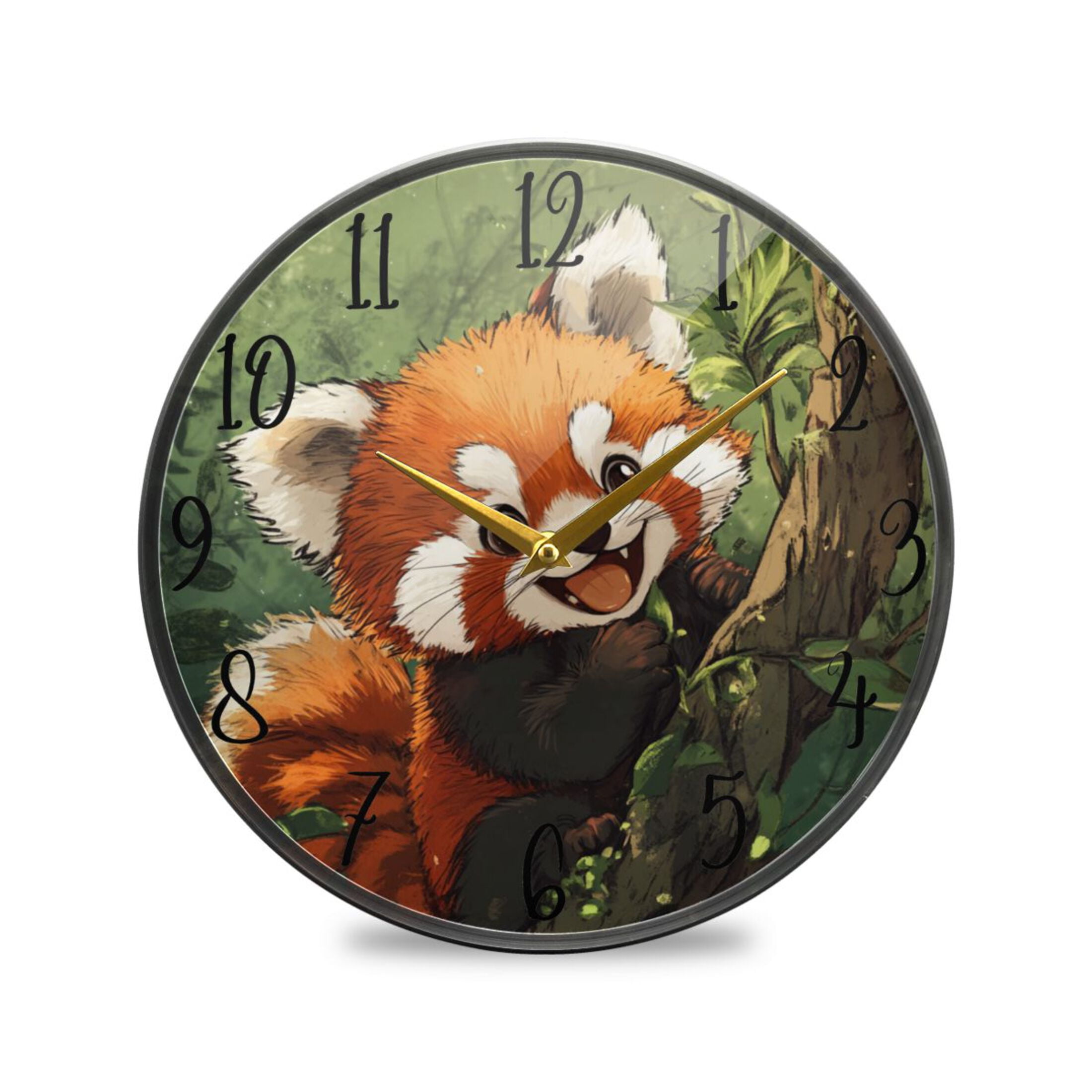 WOBOGO Red Panda Acrylic Wall Clock Battery Operated 9.5in Silent No ...
