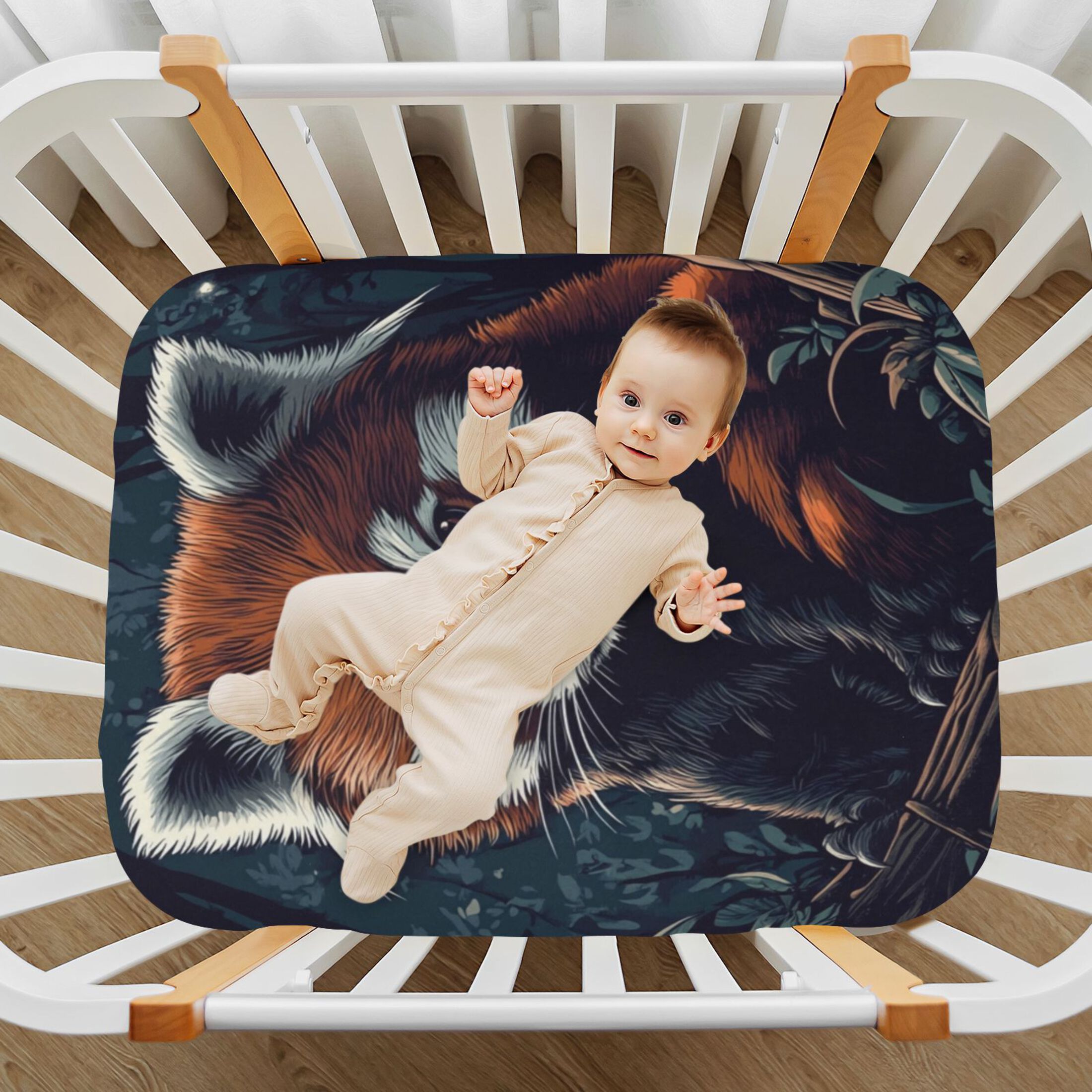 WOBOGO Red Panda in The Night Baby Crib Sheets Super Soft Microfiber ...