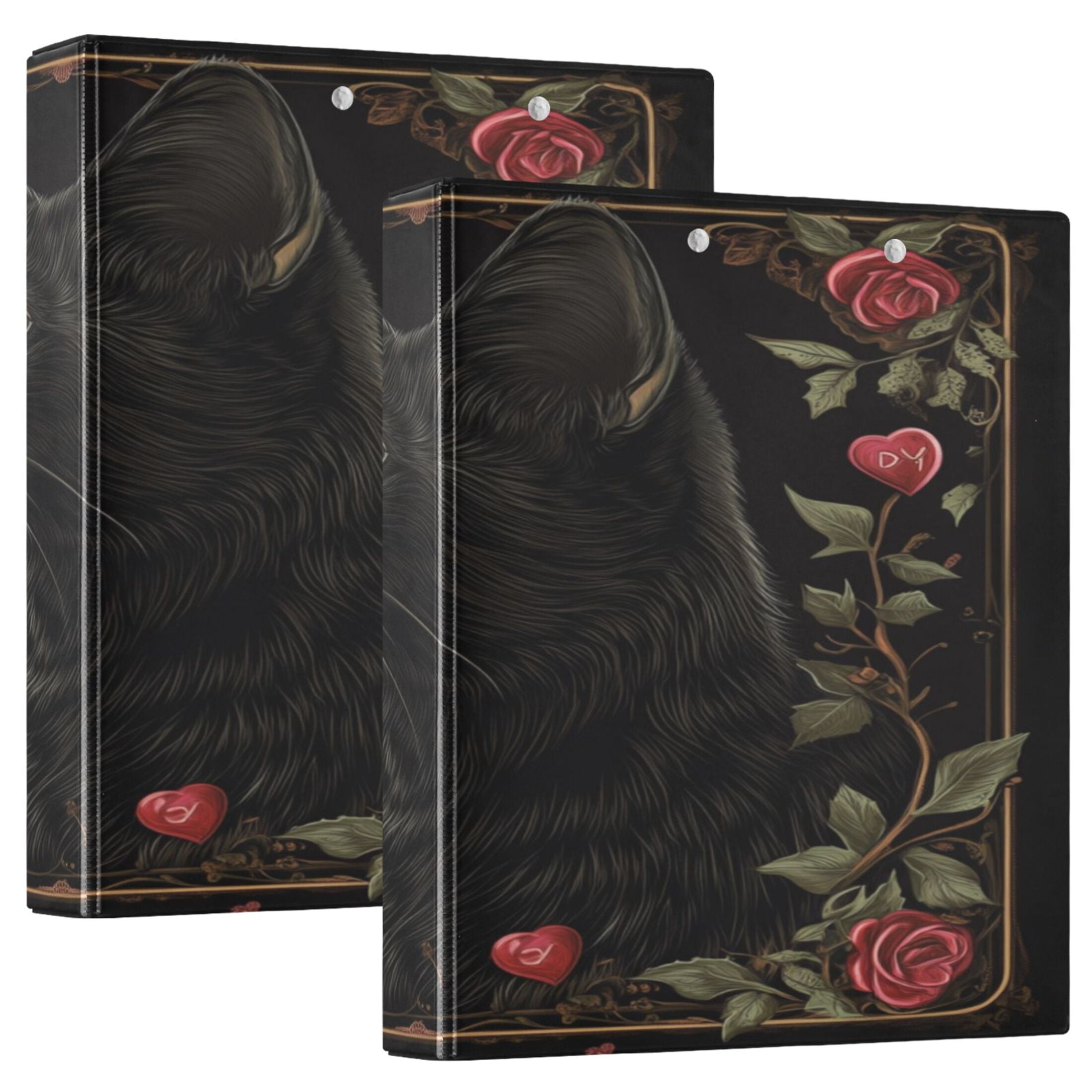 WOBOGO Red Rose Black Cat Pattern File Folders Extra Large Capacity to ...