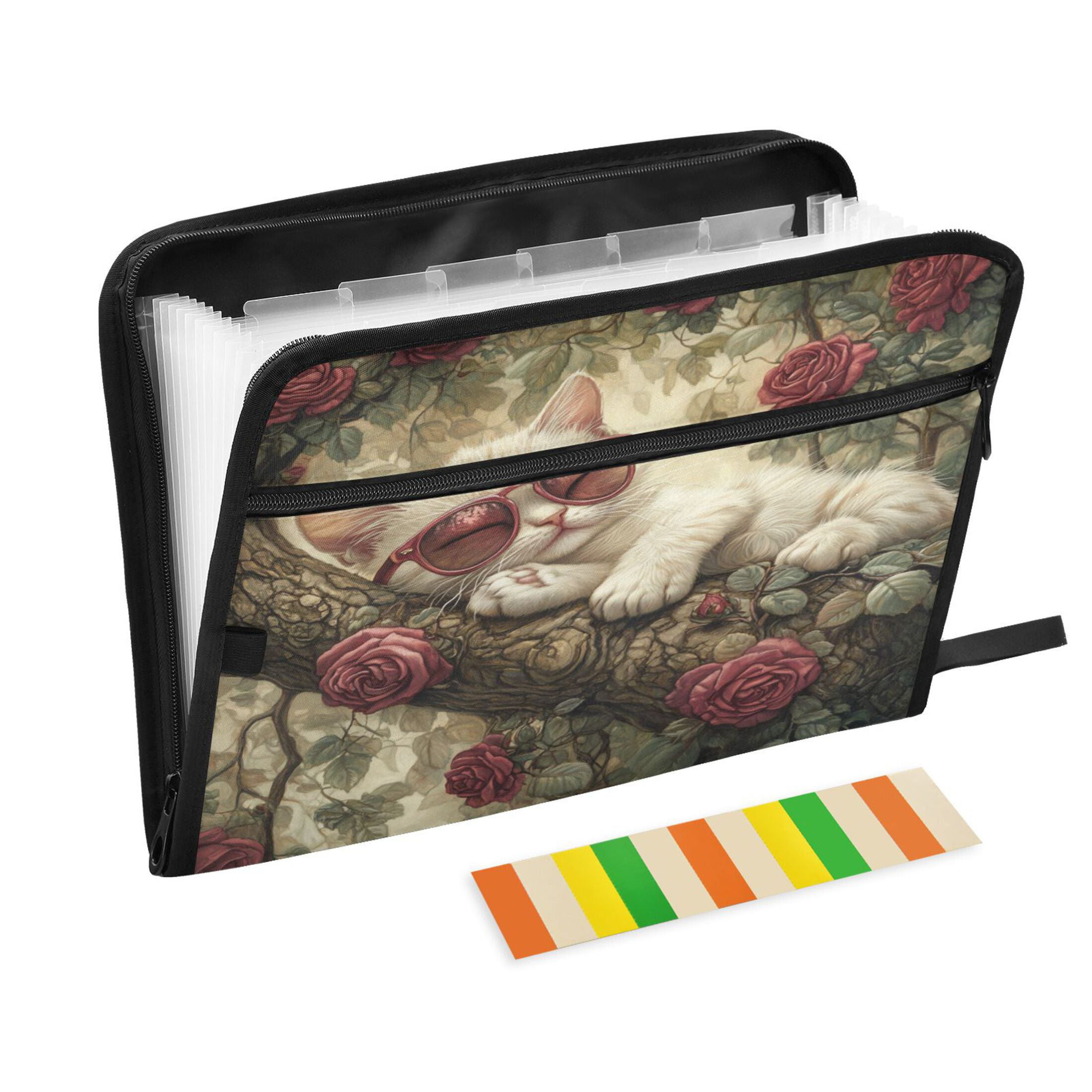 WOBOGO Red Rose Cat Expanding File Folder Letter Size Accordion Filing ...