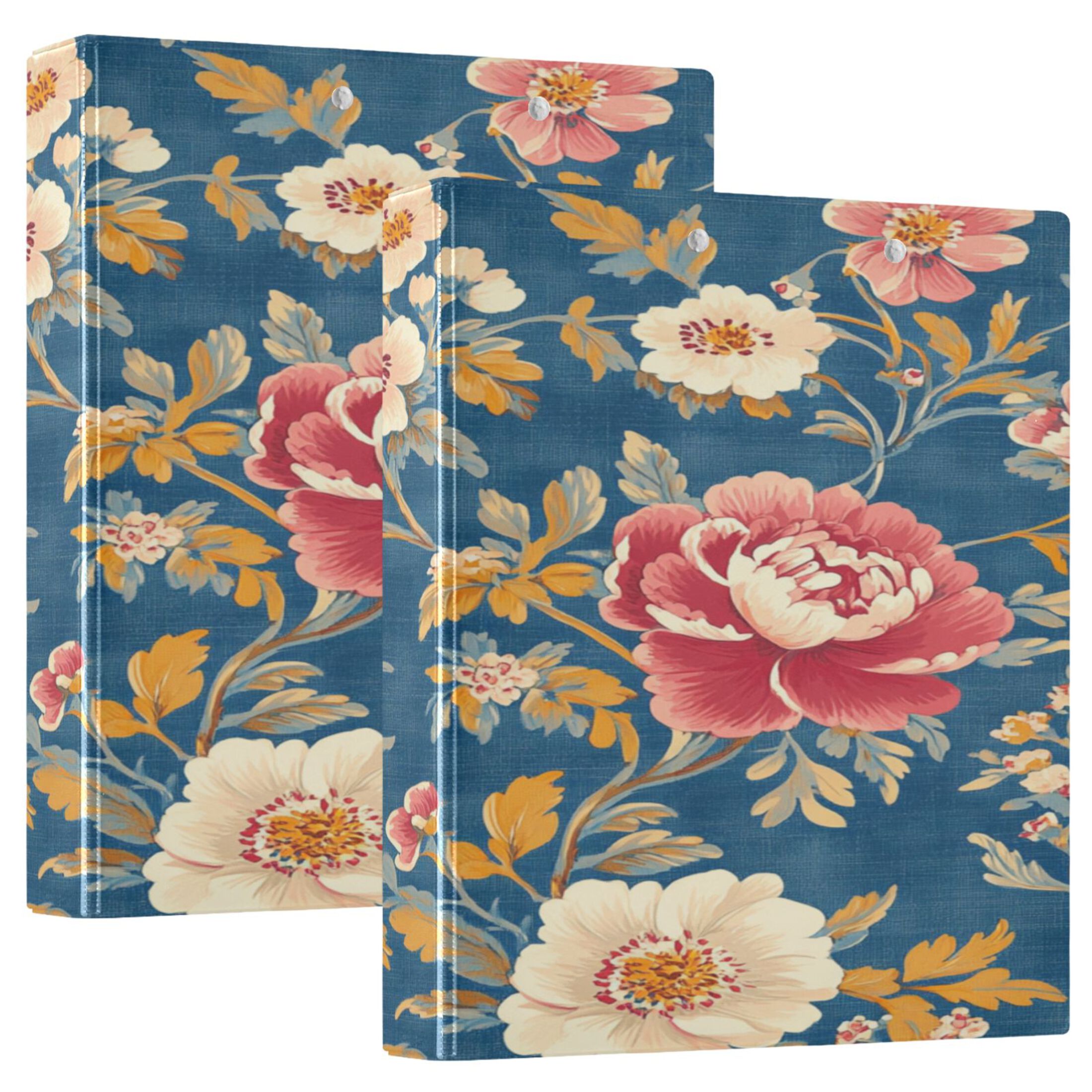 WOBOGO Red and White Flowers on Blue Background File Folders Extra ...