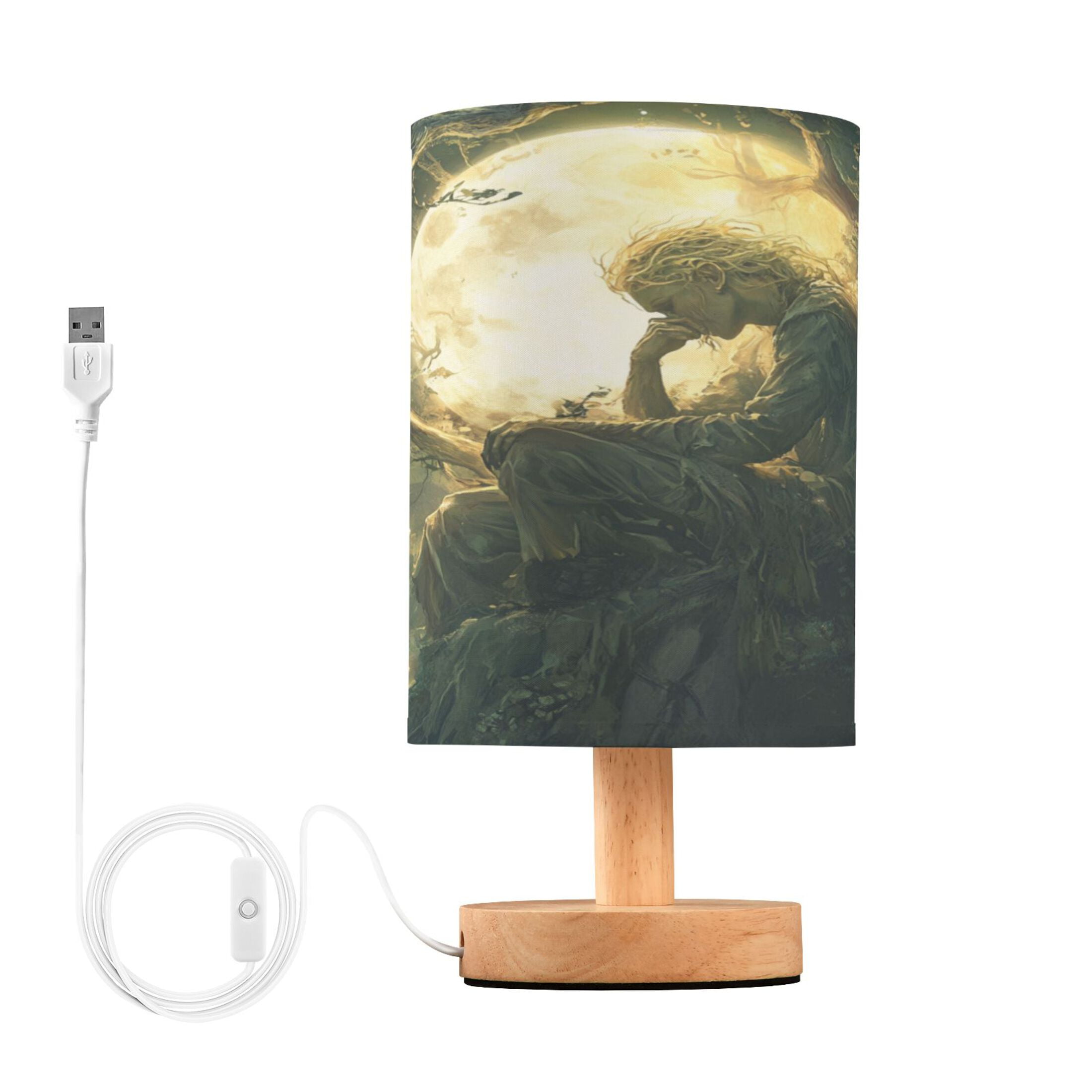WOBOGO Reflections under The Moon Bedroom Table Lamp USB Power ...