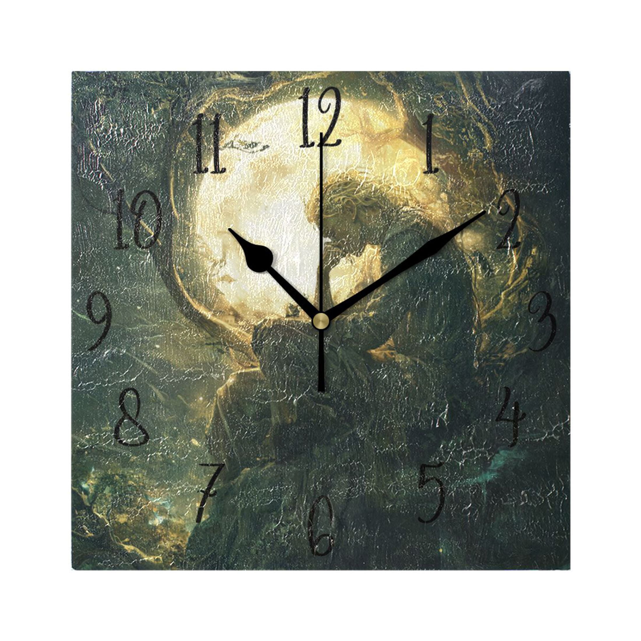 WOBOGO Reflections under The Moon Wall Clock 7.78 Inch Battery Operated ...