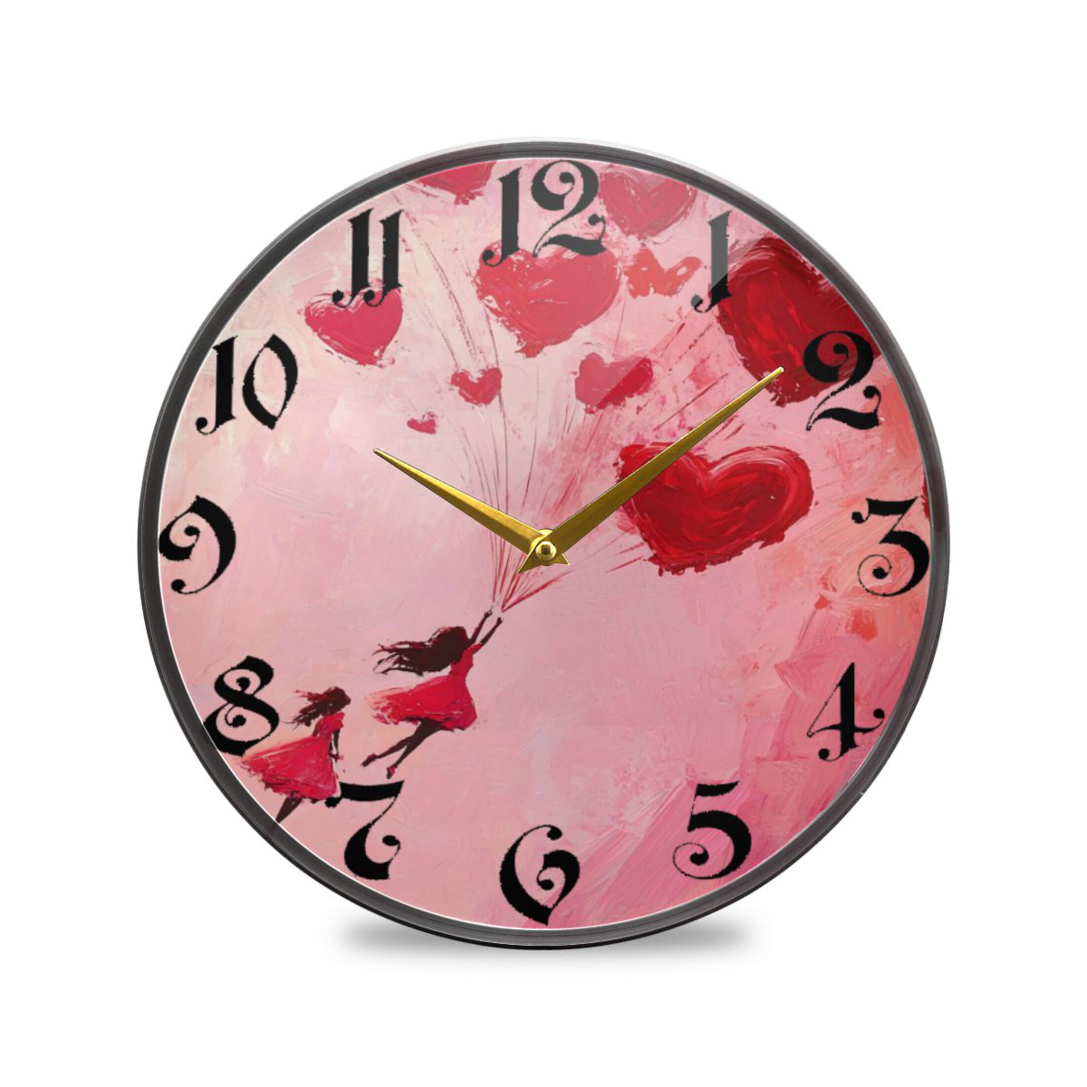 WOBOGO Release Red Heart Balloon Acrylic Wall Clock Battery Operated 11 ...