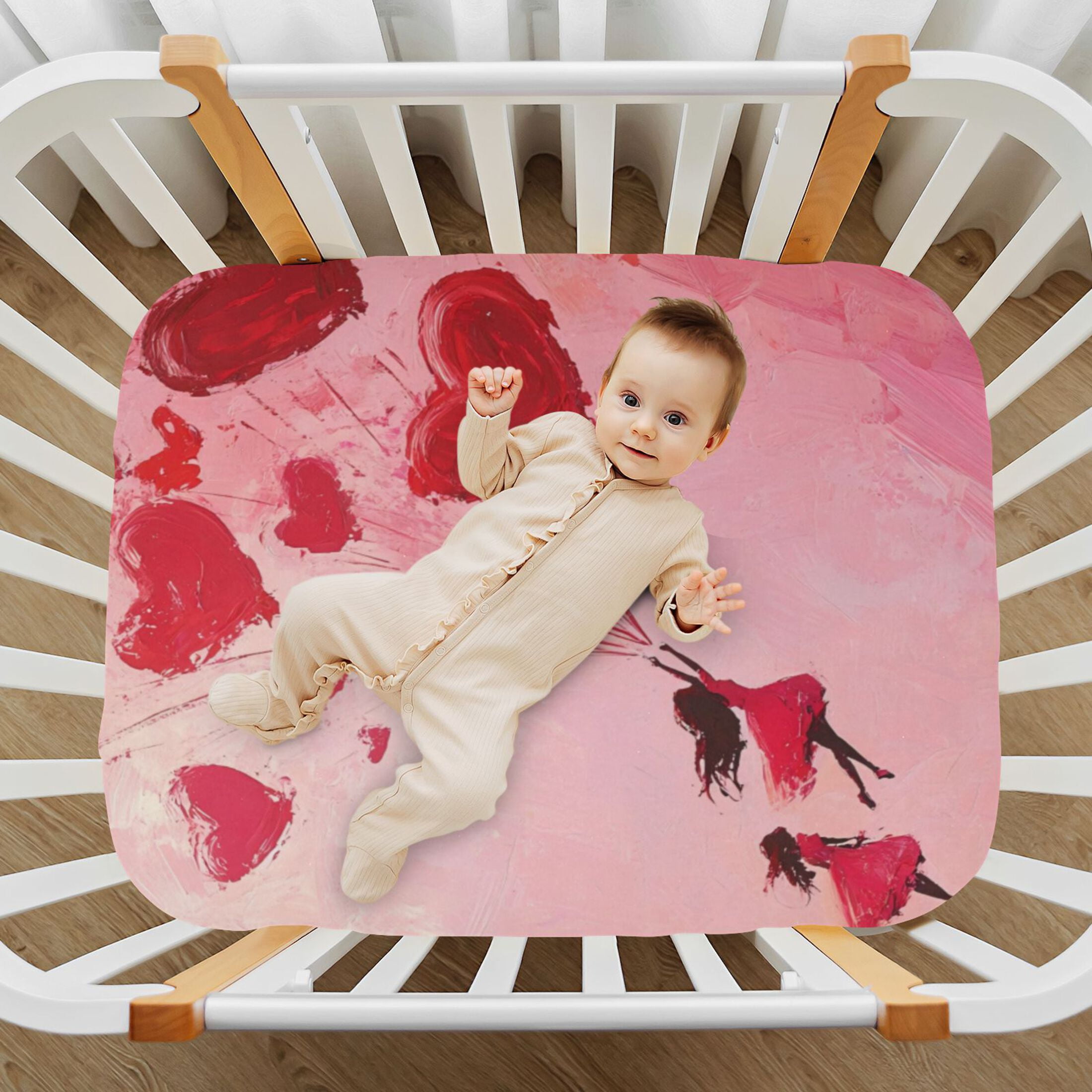 WOBOGO Release Red Heart Balloon Baby Crib Sheets Super Soft Microfiber ...