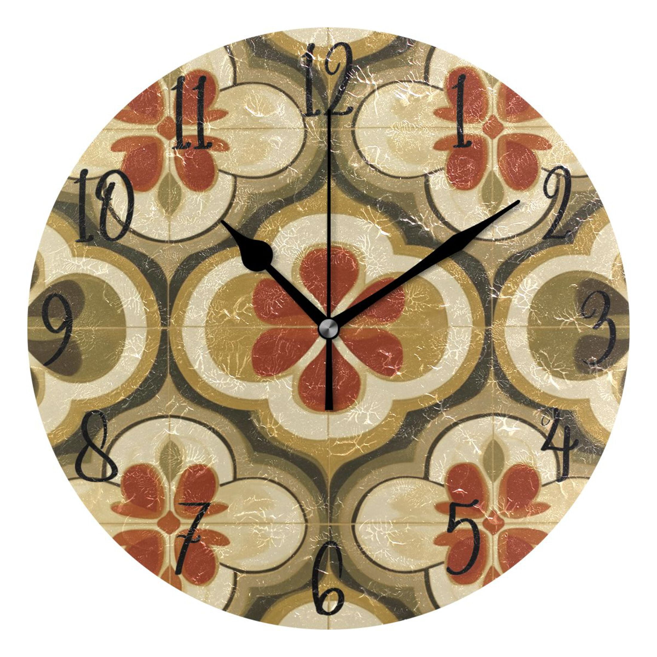 WOBOGO Retro Carpet Wall Clock 10in Silent Mechanism Battery Operated ...