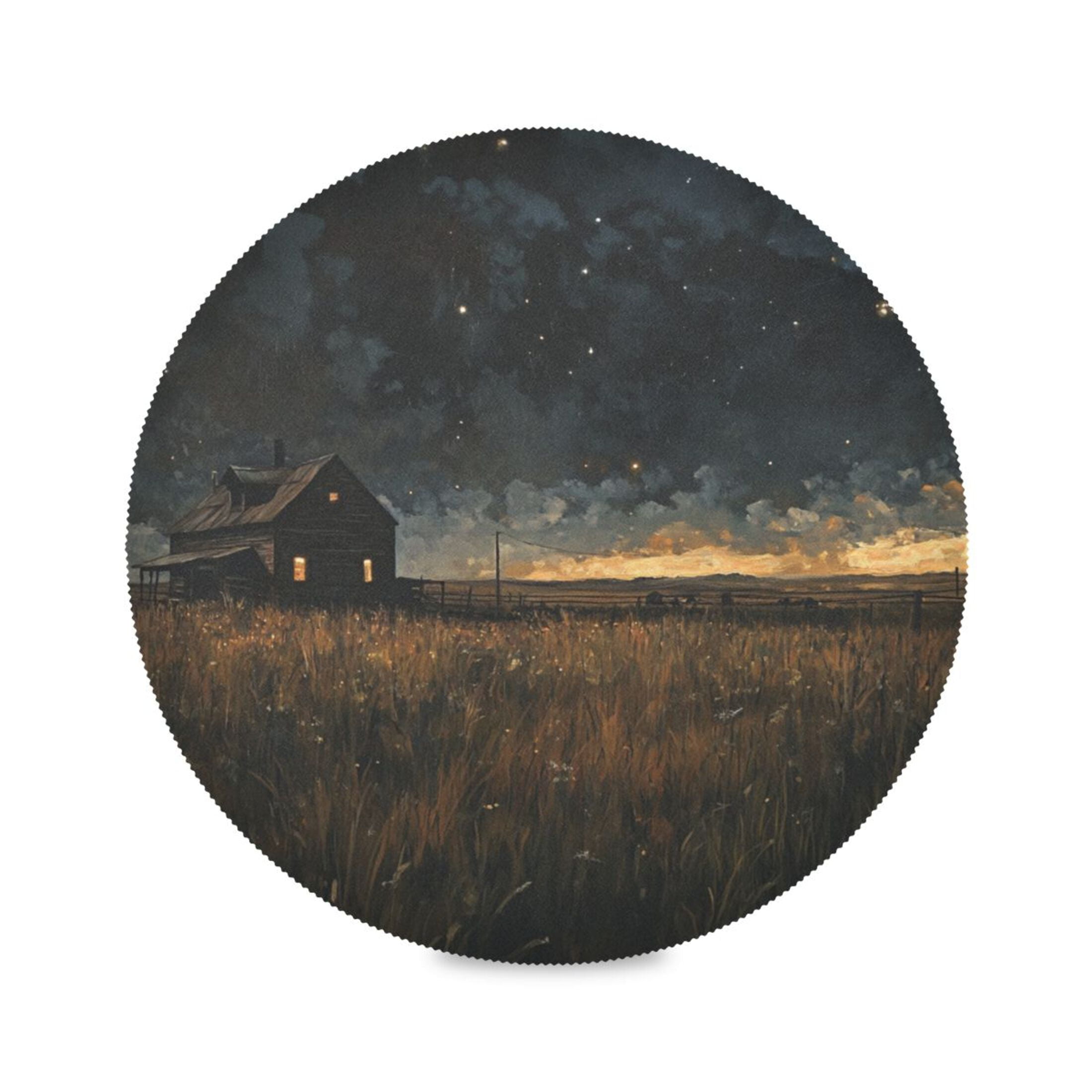 WOBOGO Rice Paddies Covered with Stars at Night Round Placemats Set of ...