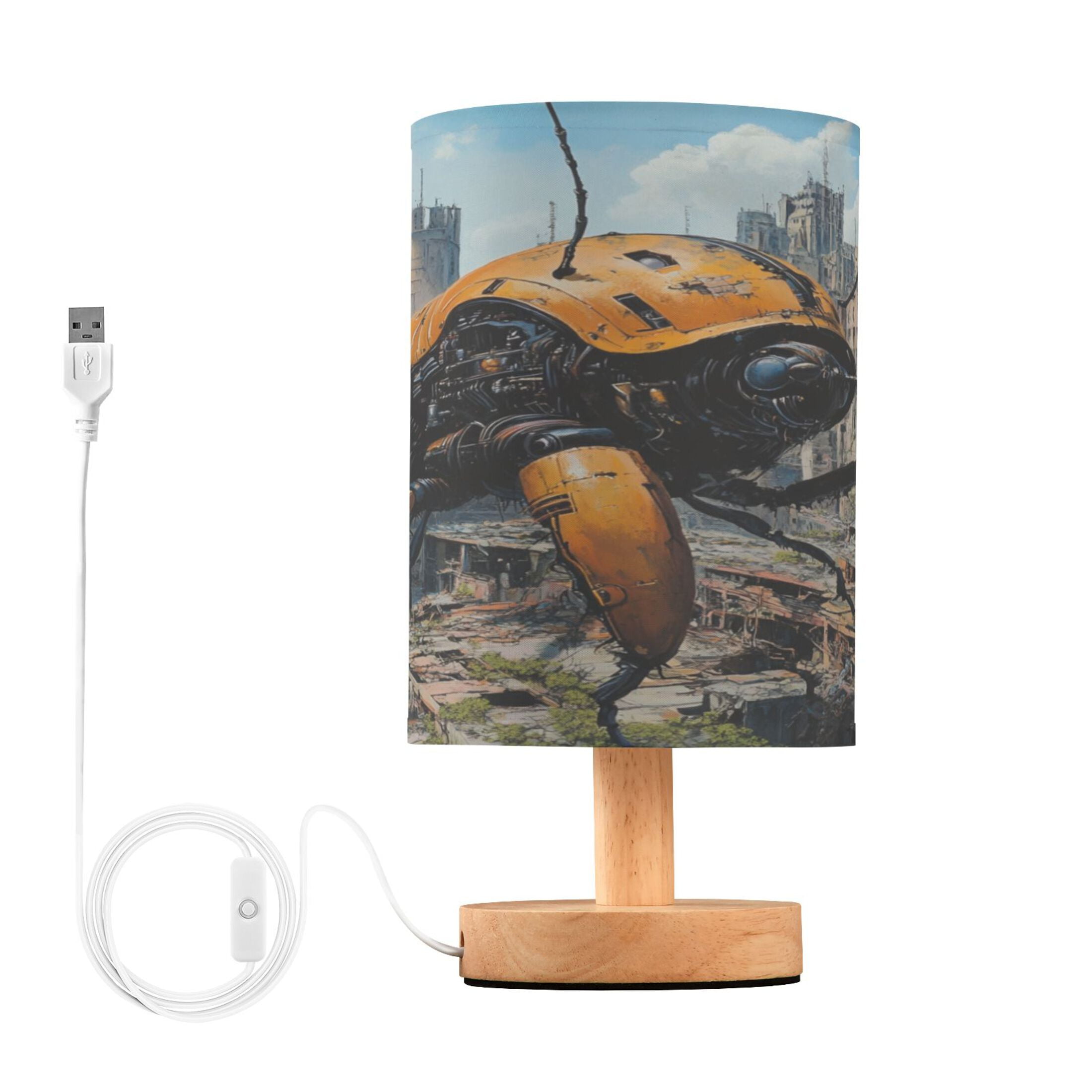 WOBOGO Robotic Insects Bedroom Table Lamp USB Power Connector Wooden ...