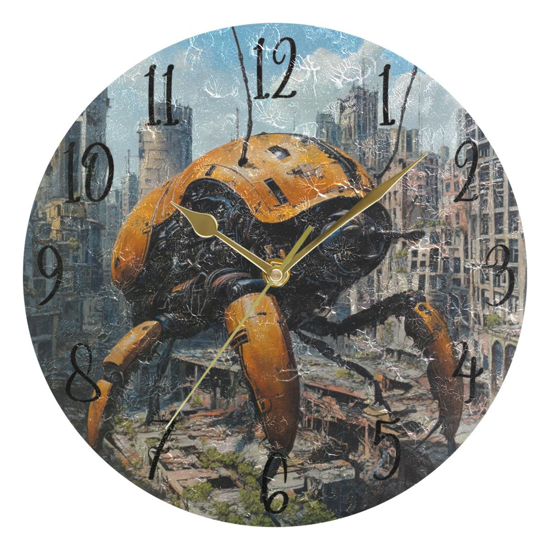 WOBOGO Robotic Insects Wall Clock 10in Silent Mechanism Battery ...