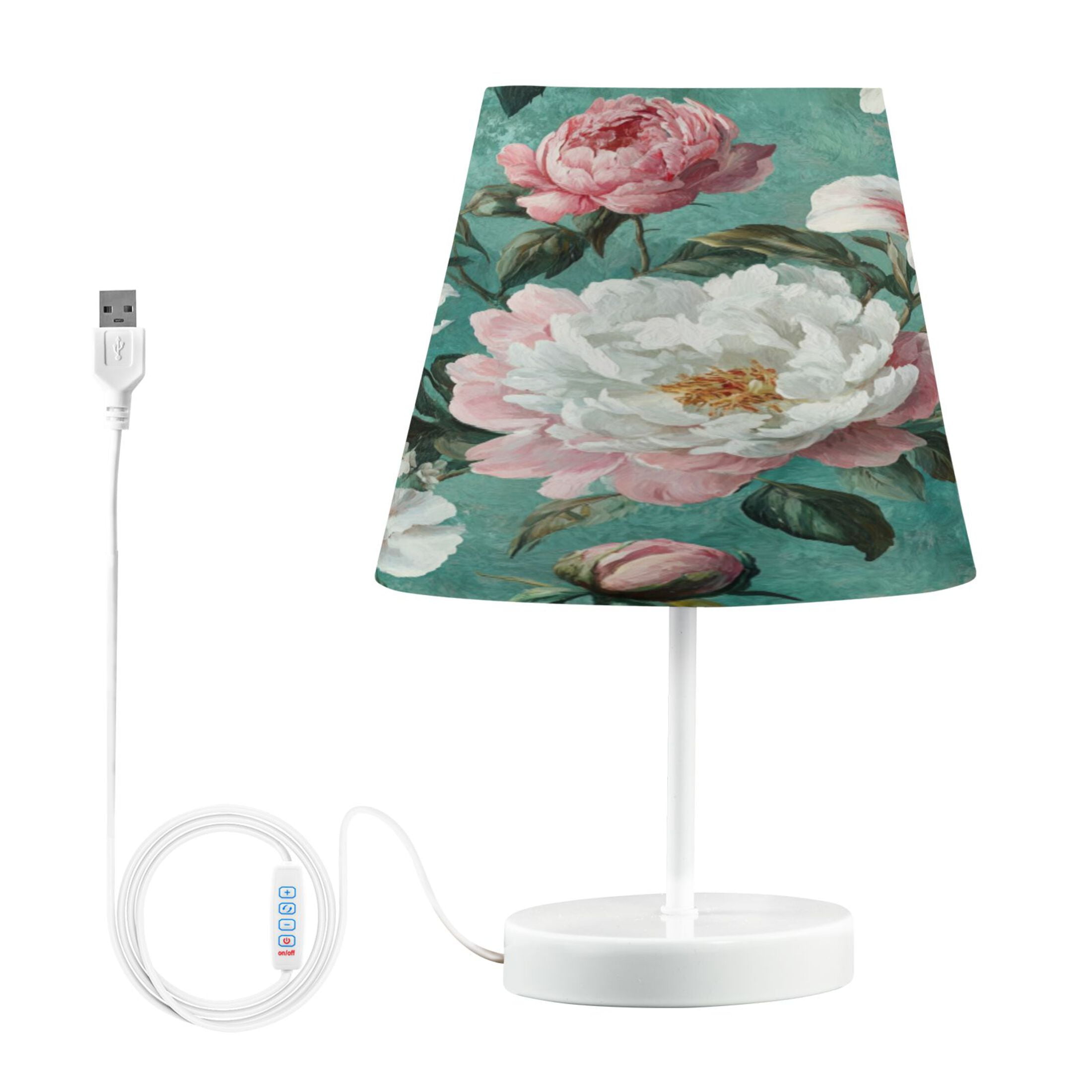 WOBOGO Rococo Florals Table Lamps Bedroom 3-Speed Dimmable Farm Style ...