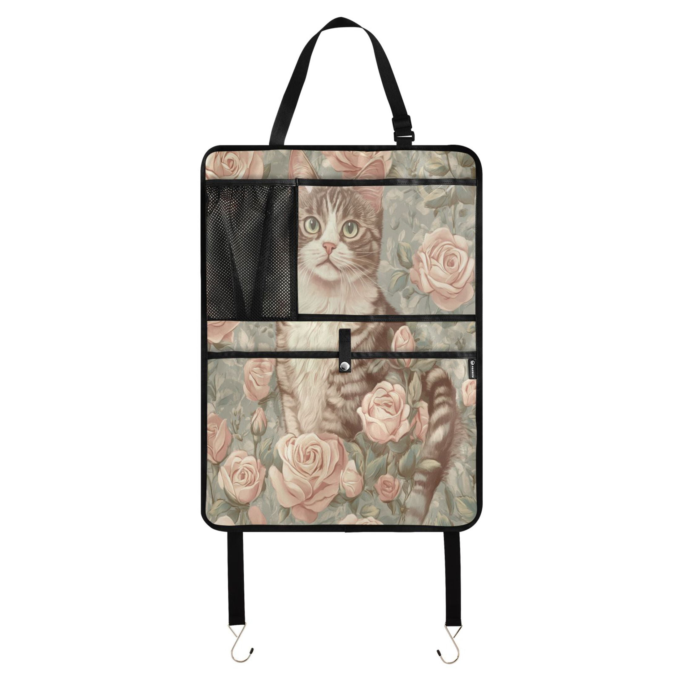 WOBOGO Rose Civet Cat Backseat Car Organizer Footed Universal Car with ...