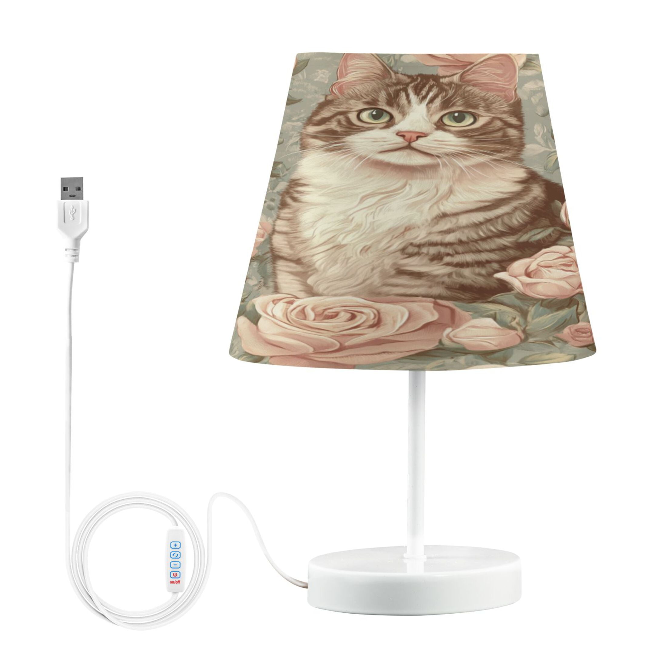 WOBOGO Rose Civet Cat Table Lamps Bedroom 3-Speed Dimmable Farm Style ...
