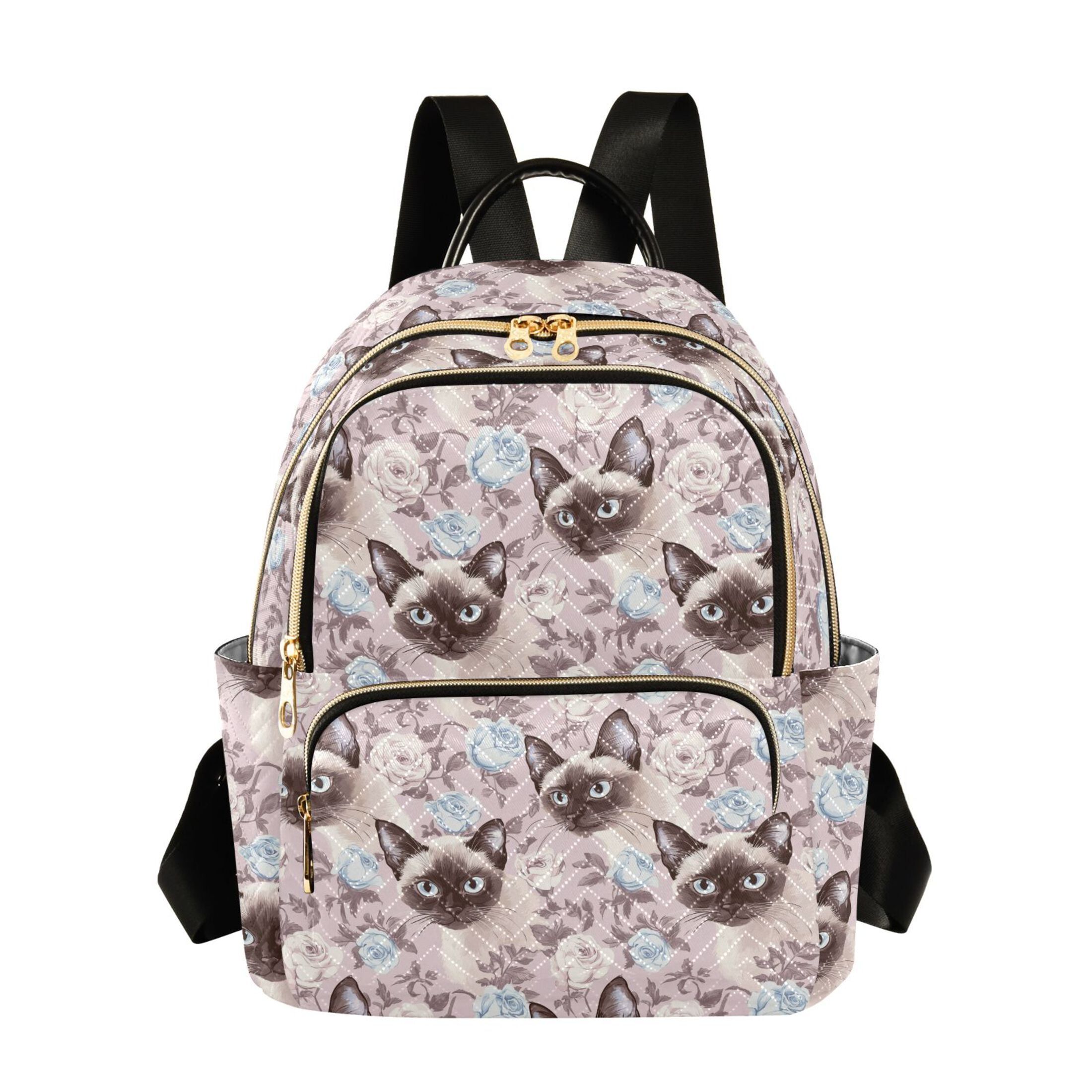 WOBOGO Rose Siamese Cat Backpack Durable Lightweight Shoulder Bag Built ...