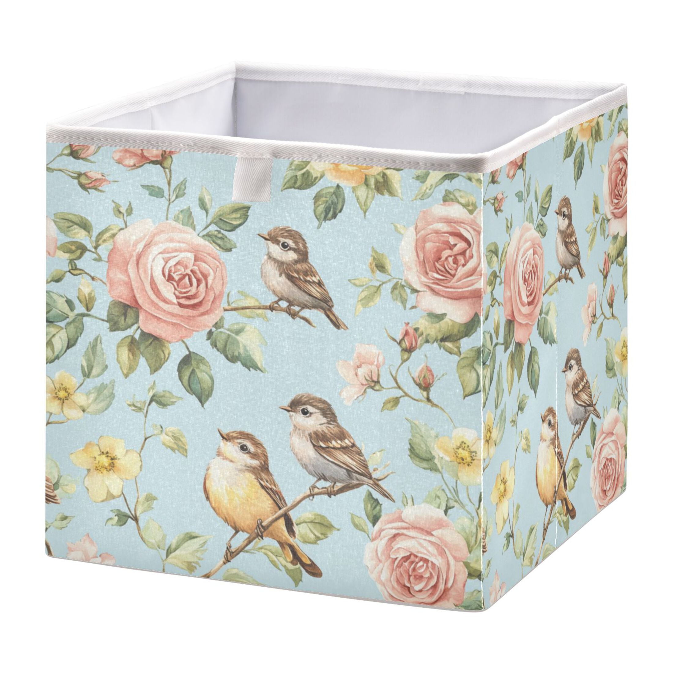 WOBOGO Rose Sparrow Drawing Storage Basket Foldable Easy to Clean ...