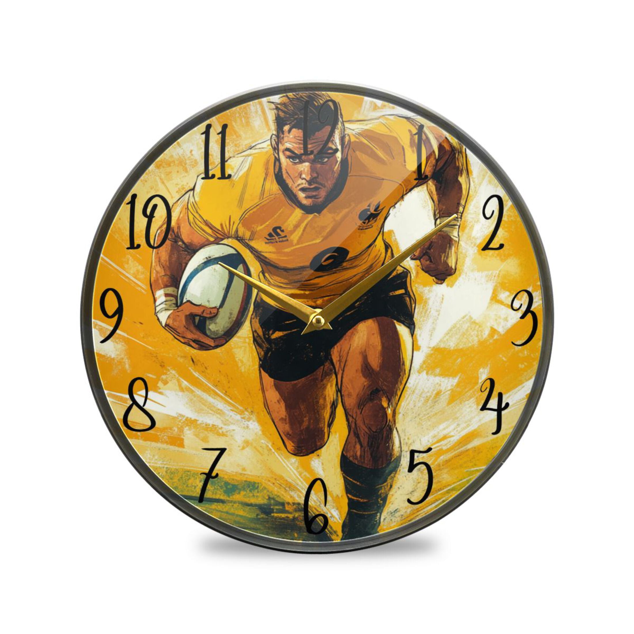 WOBOGO Rugby Player Running on The Field Of Play Acrylic Wall Clock ...