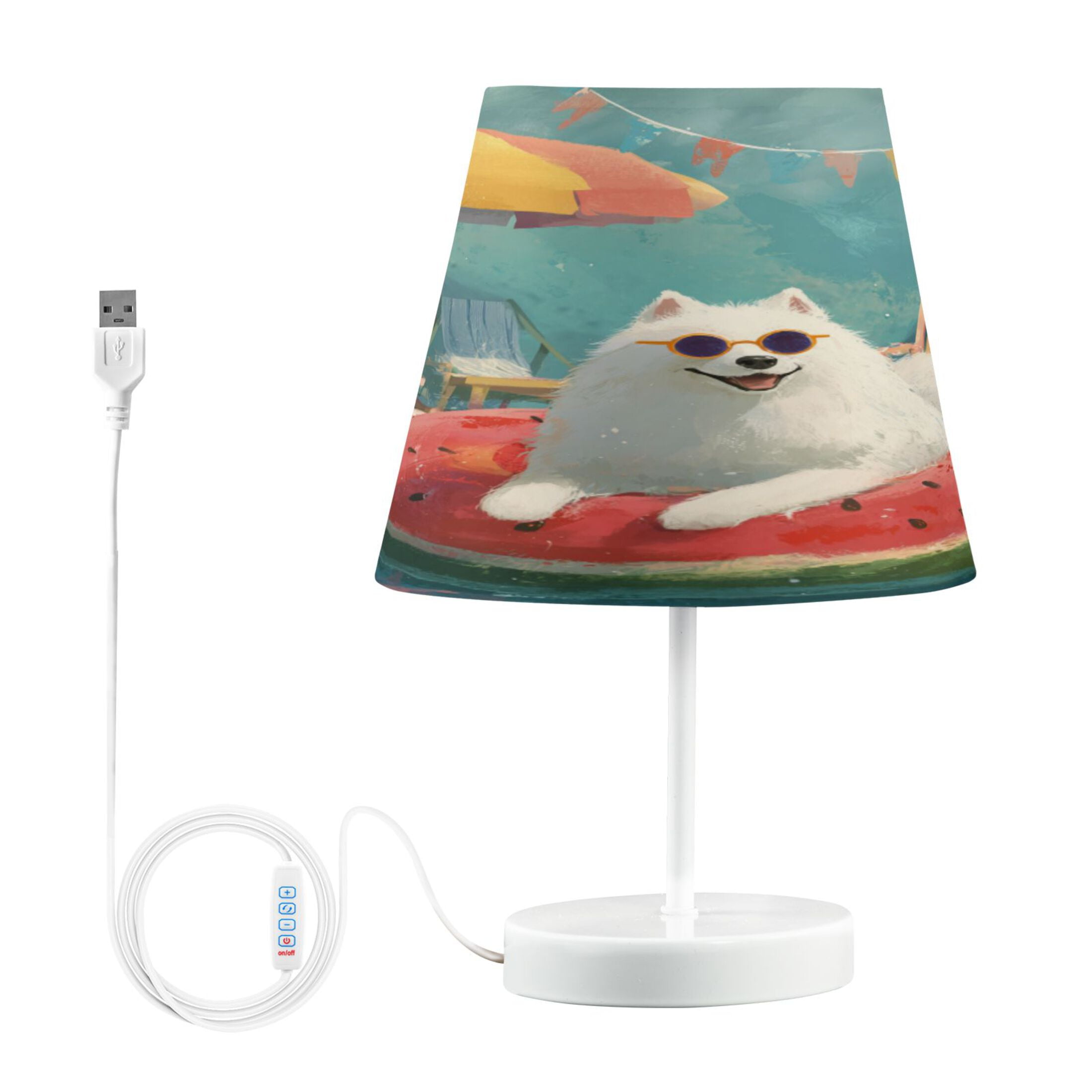 WOBOGO Samoyed Dog Table Lamps Bedroom 3-Speed Dimmable Farm Style with ...