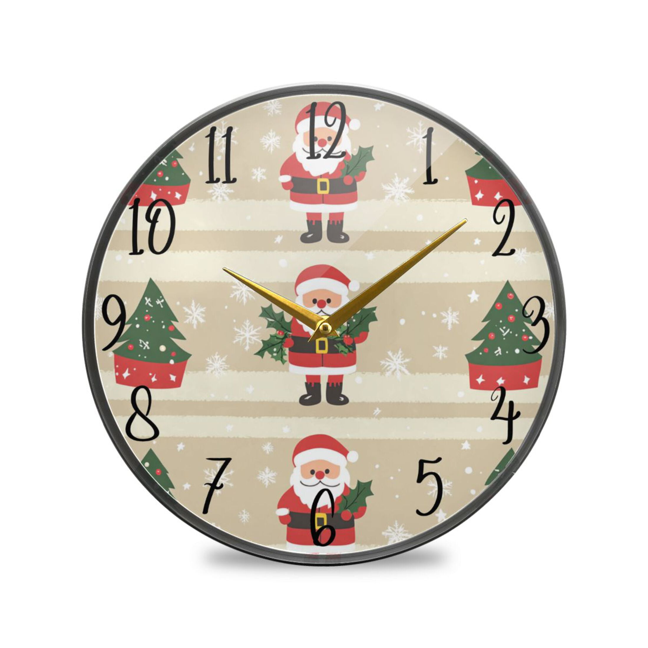 WOBOGO Santa Claus and Christmas Tree Patterns Acrylic Wall Clock ...