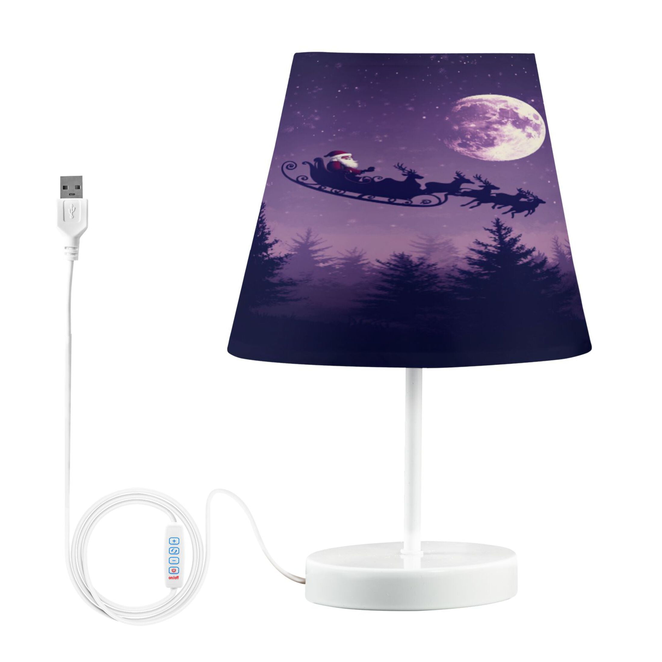 WOBOGO Santa Claus Flying in His Sleigh Table Lamps Bedroom 3-Speed ...