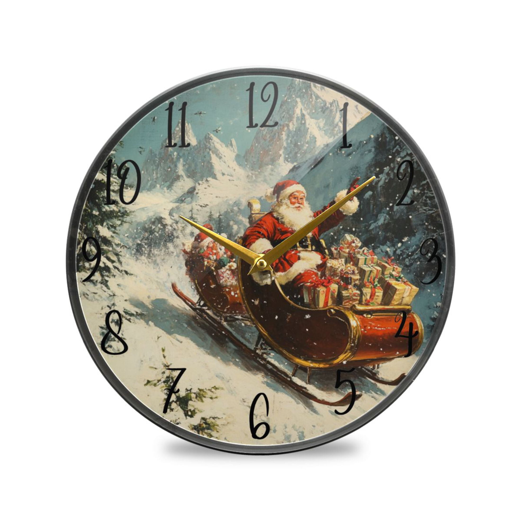WOBOGO Santa Claus Giving Presents Acrylic Wall Clock Battery Operated ...