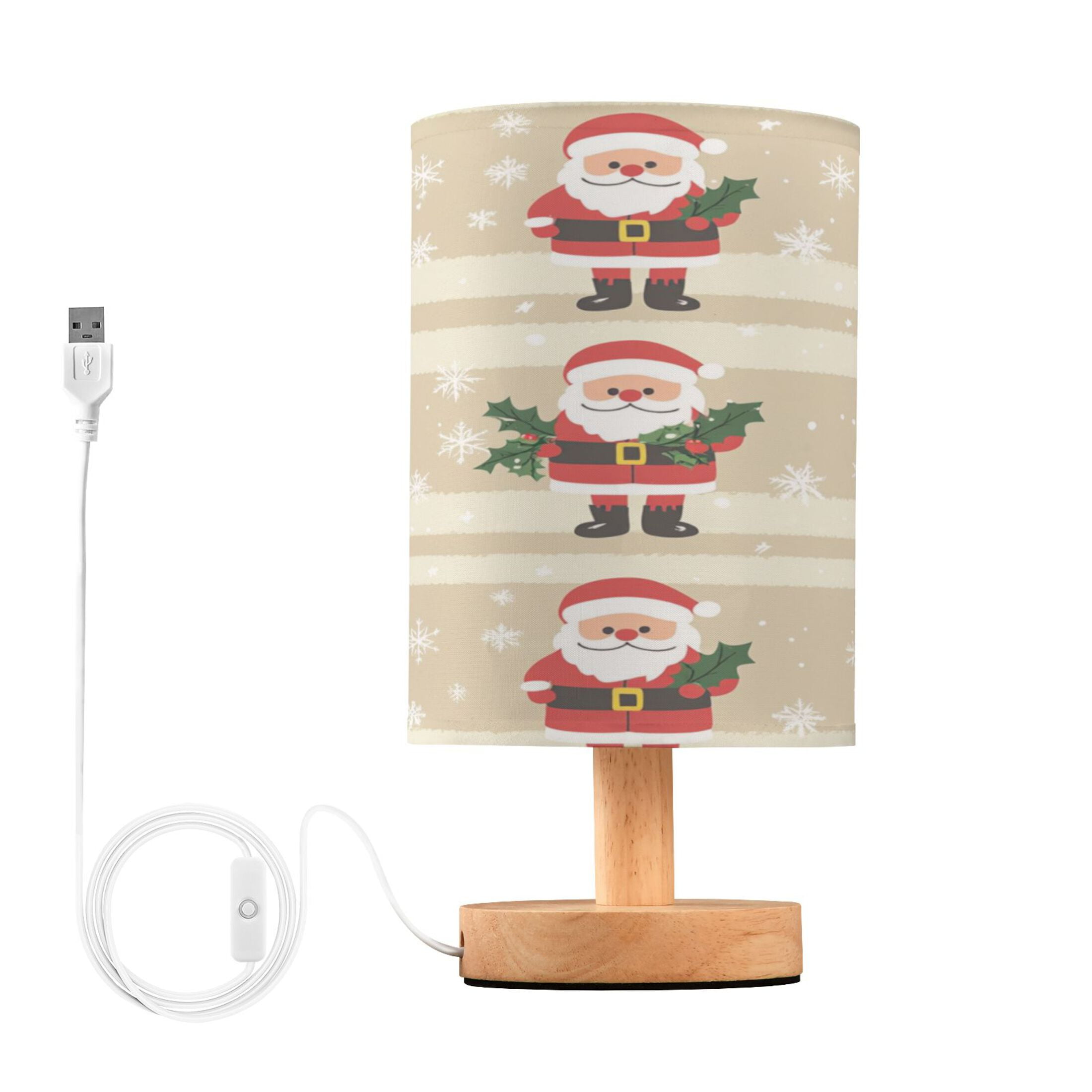 WOBOGO Santa Claus and Christmas Tree Patterns Bedroom Table Lamp USB ...