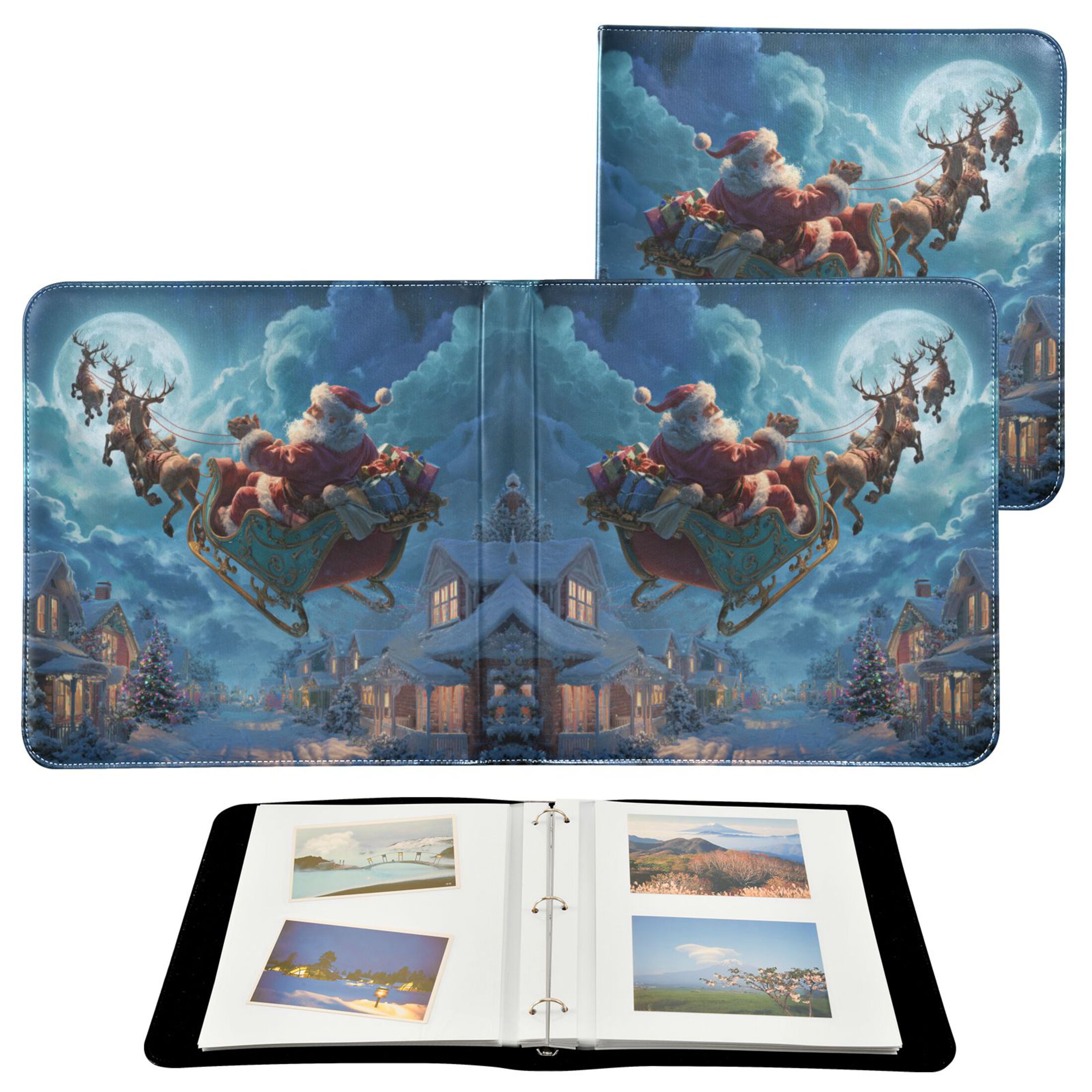 WOBOGO Santa Sleigh Photo Albums 20 Pages Large Capacity DIY Self ...