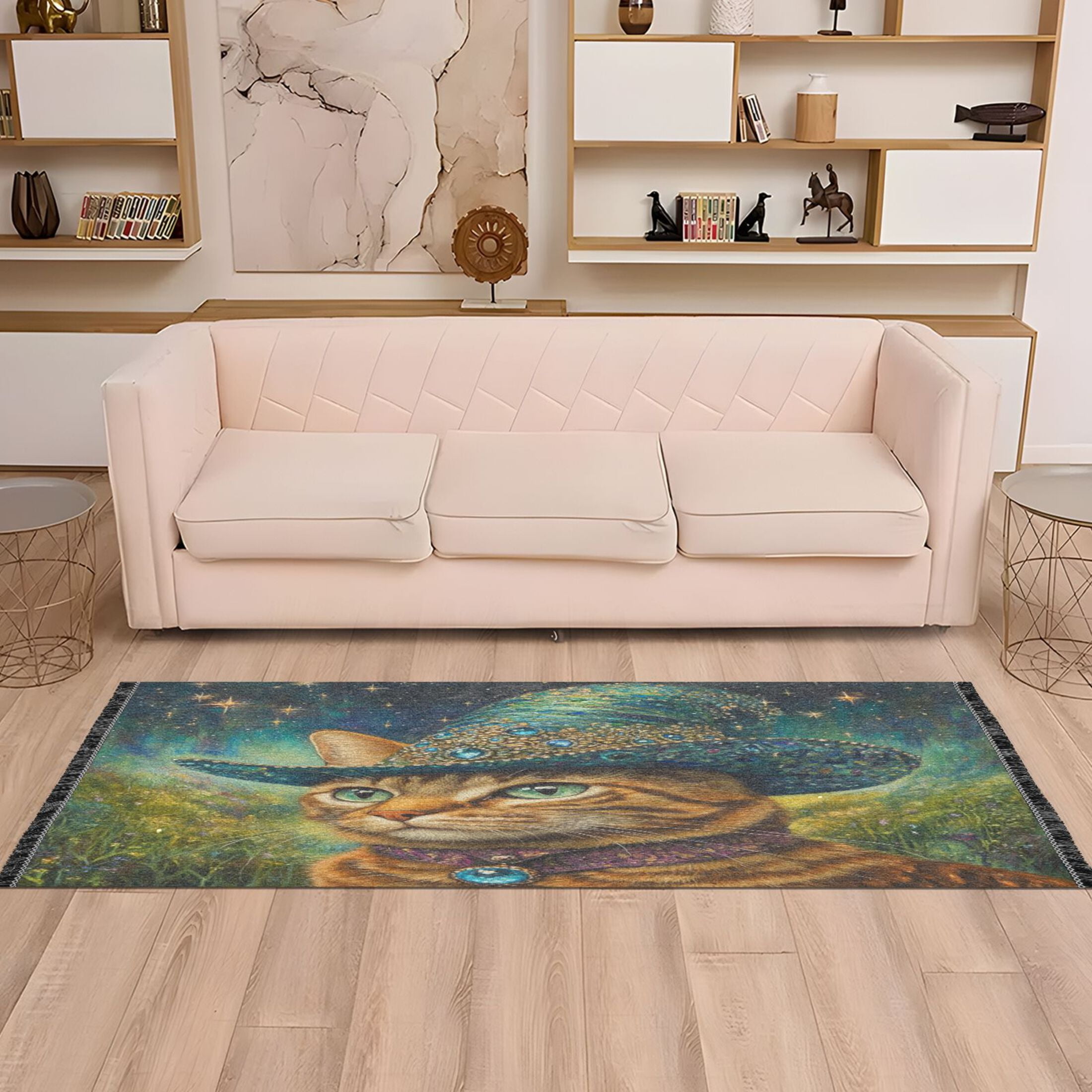 WOBOGO Sapphire Hat Kitty Bedside Long Rug Delicate and Soft Modern ...