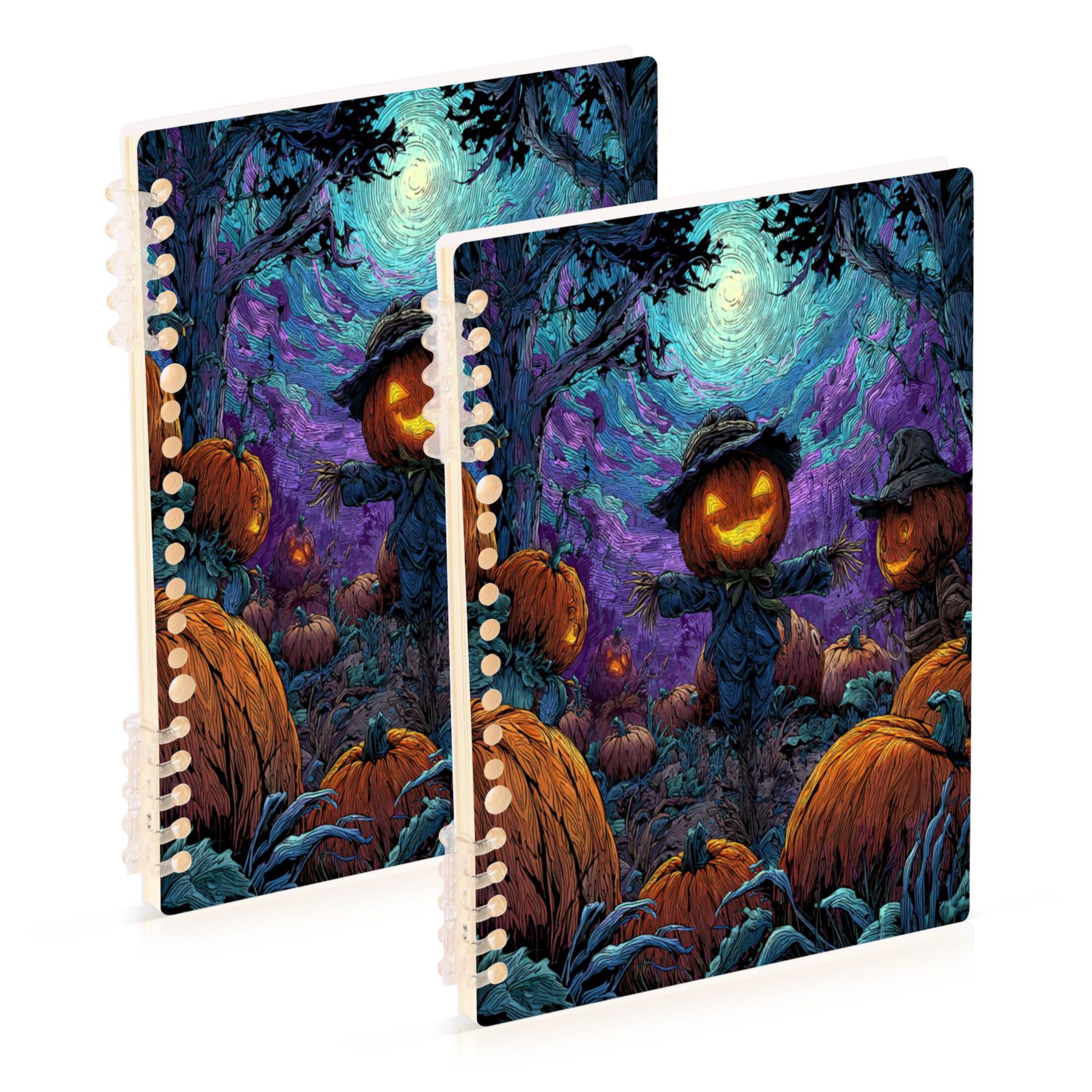 WOBOGO Scarecrow Pumpkin Notebook College Horizontal Grid Paper Ink ...